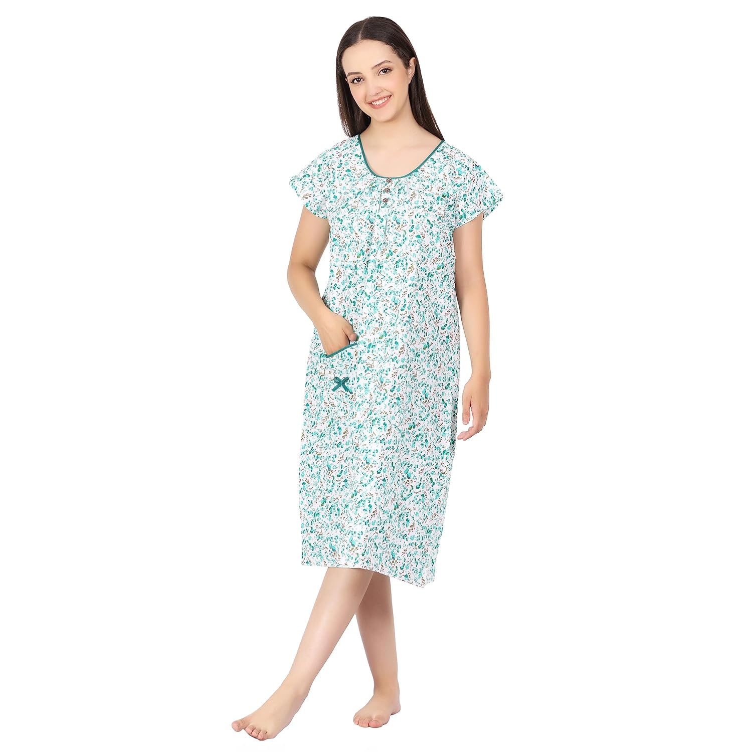 Breezly Woman's Long Short Calf Length Pure Cotton Nighty Multicolour ...