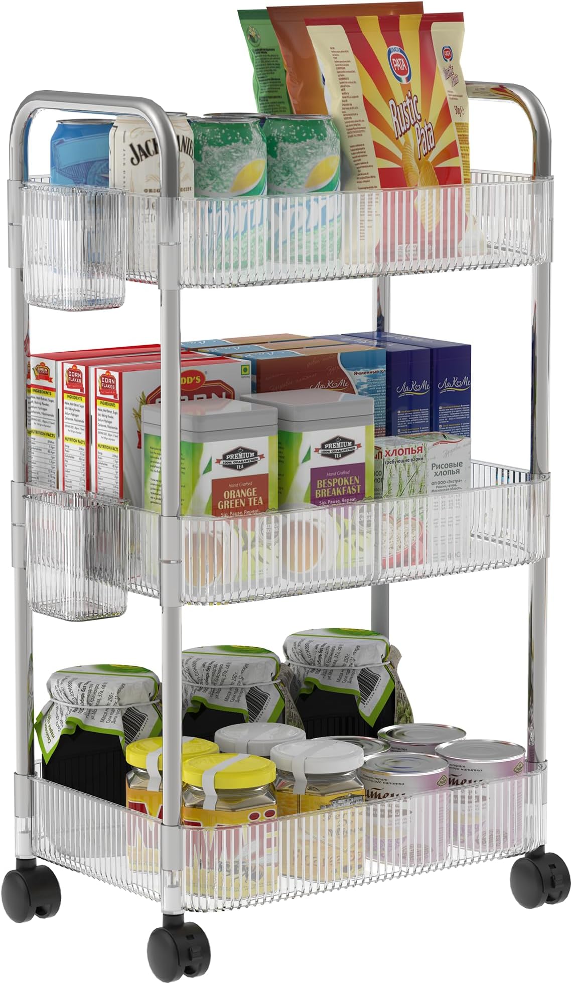 Amazon.com: ELBOOMINGSE Storage Cart 2-Tier Multi-Functional Storage ...