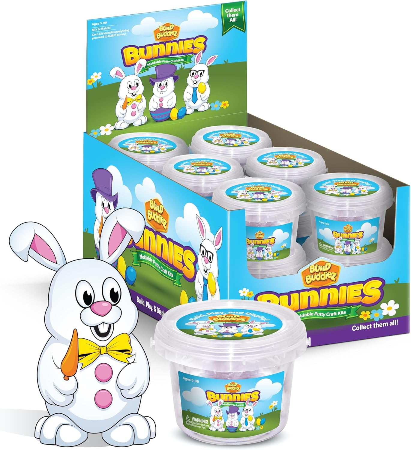 Amazon.com: Build Buddiez Bunnies Craft Kit 12 Pack - 12 Putty Party ...