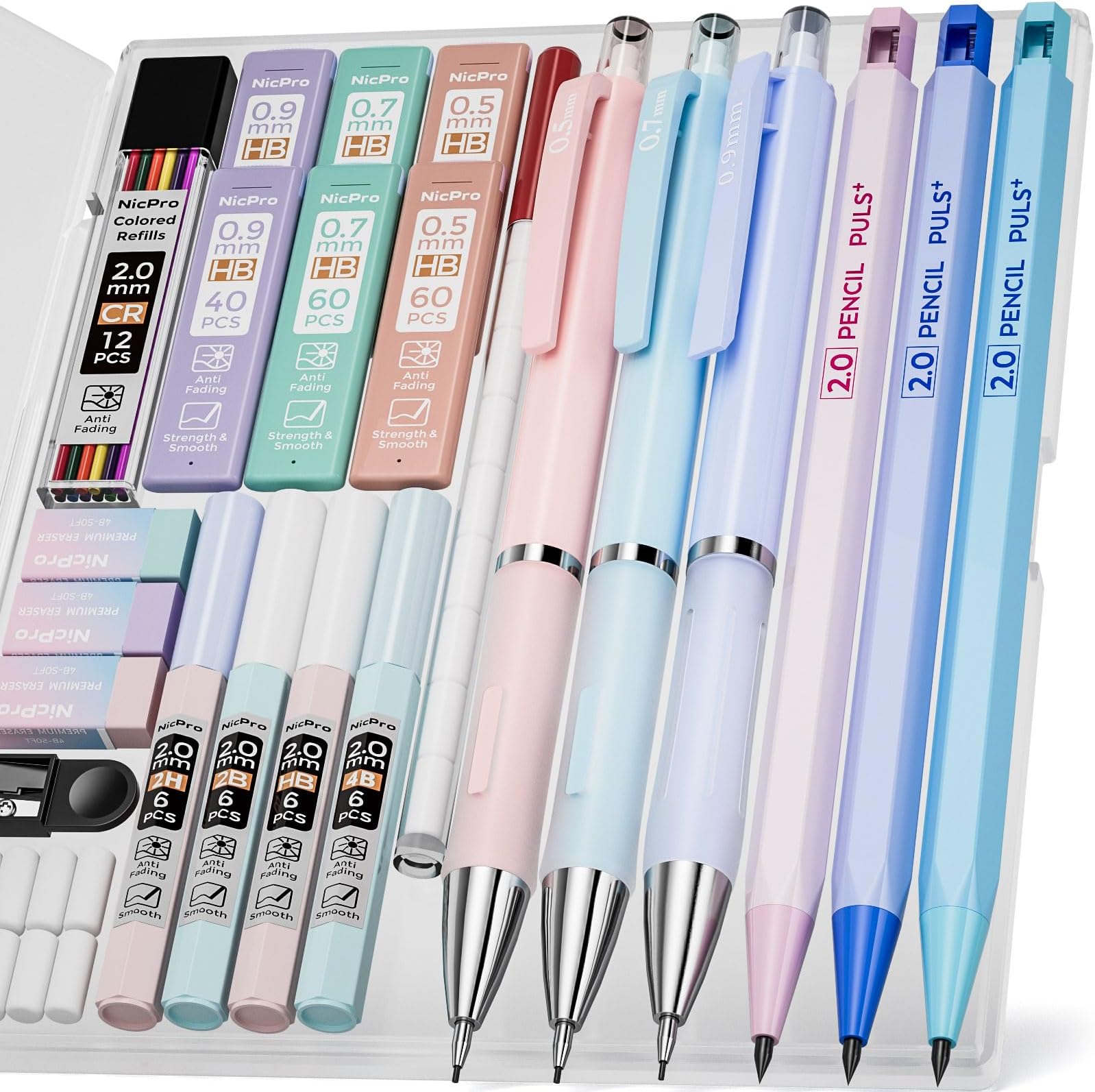 Nicpro 22PCS Pastel Mechanical Pencils Set in Case, Cute Art Drafting ...