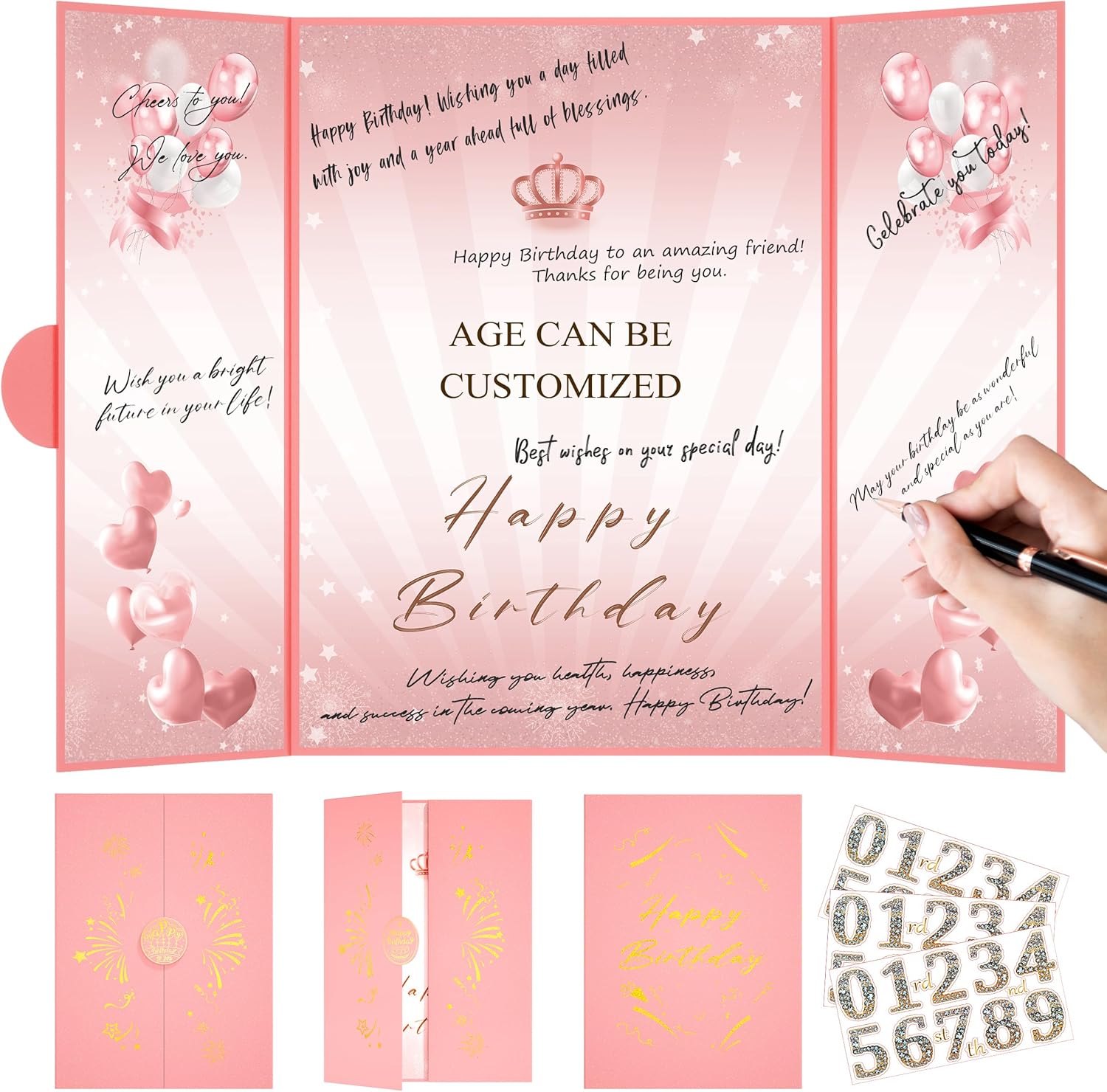 Amazon.com: Pranski Pink 1st-99th Happy Birthday Party Decorations 18 ...