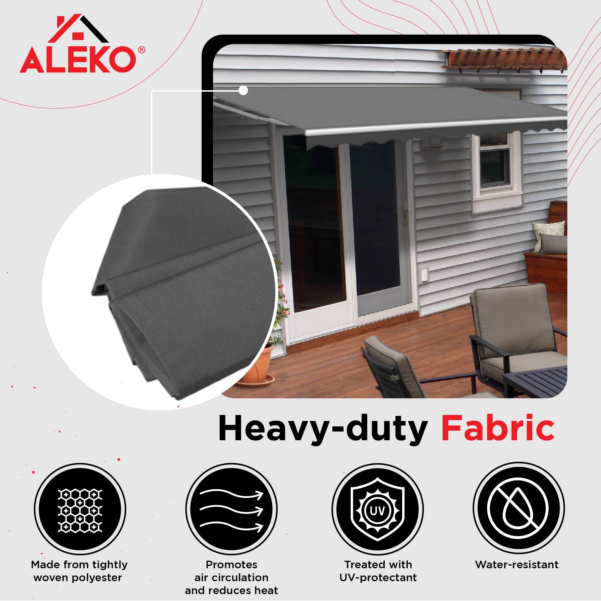 ALEKO Patio Awning Fabric Replacement, Polyester Canopy with UV ...