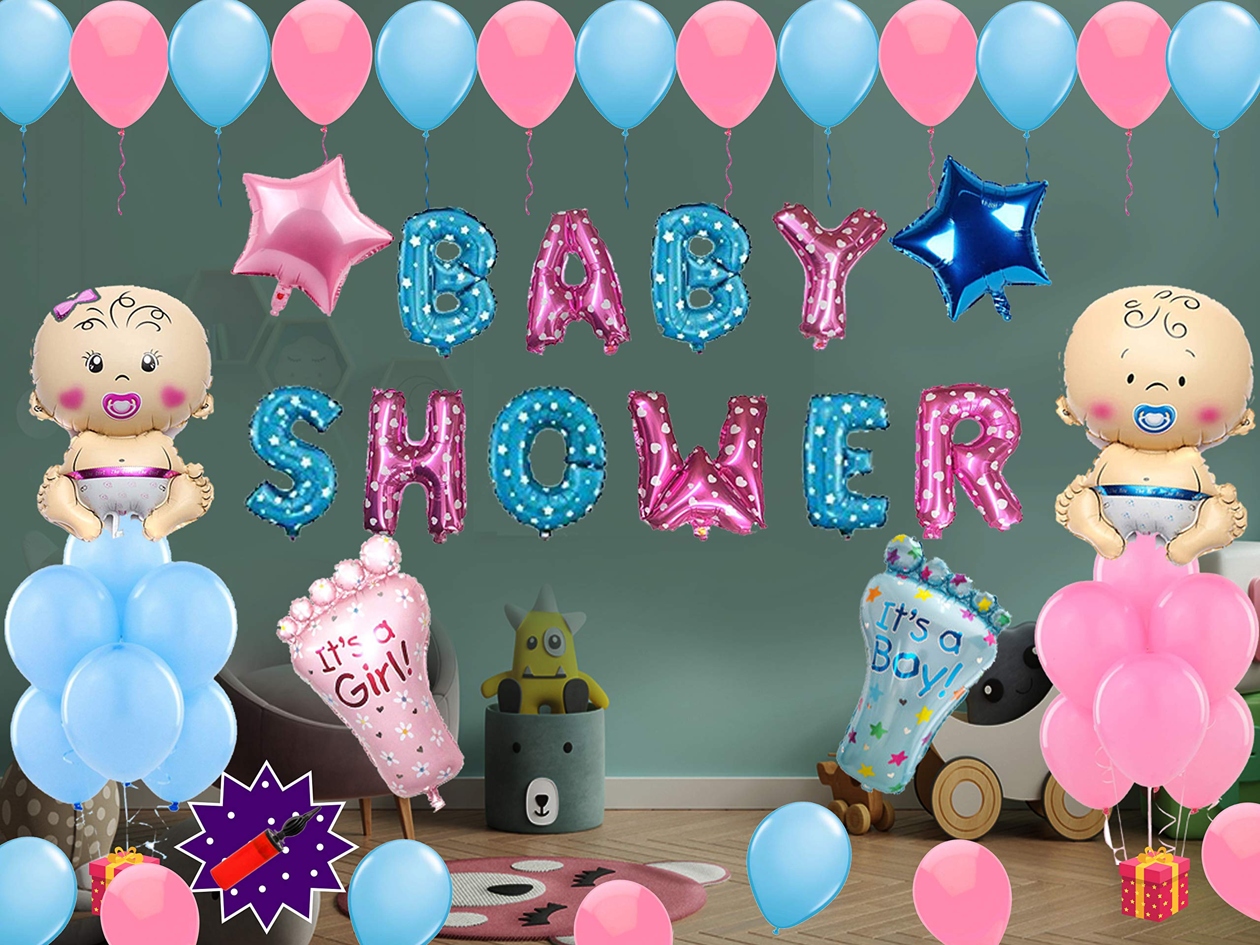 Party Station Pack of 37 pcs Baby Shower Combo - 1 set of baby shower ...