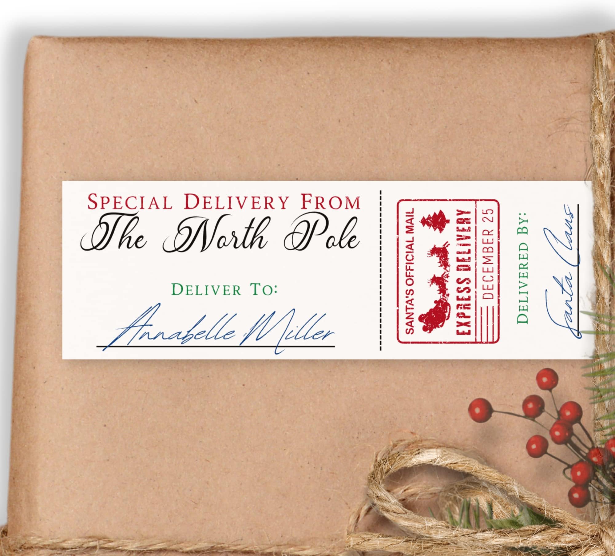 Amazon.com: Personalized from Santa Stickers for Gifts, Custom ...