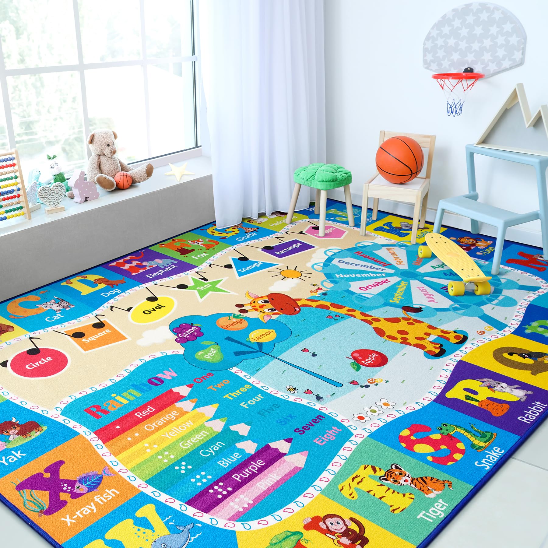 Amazon.com: Chicrug Educational Kid Area Rug for Playroom, 4x6 Feet TPR ...