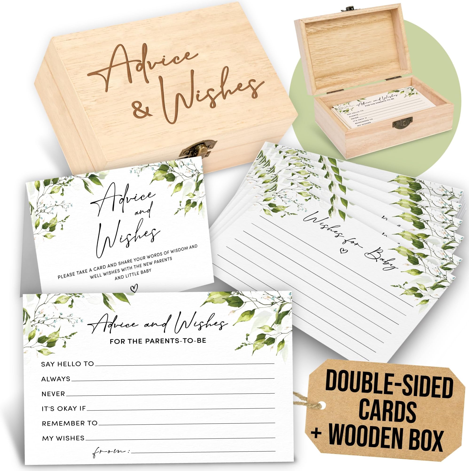 Amazon.com: WOODAMORE Greenery Baby Shower Advice Cards for Parents To ...