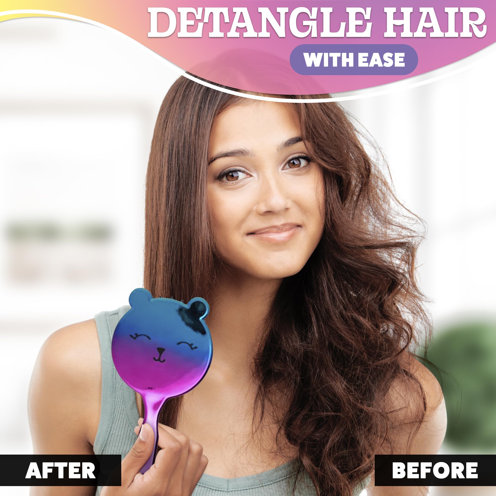Snapklik.com : Mini Detangler Brush Set Of 2Pcs - Cute Hairbrush For ...