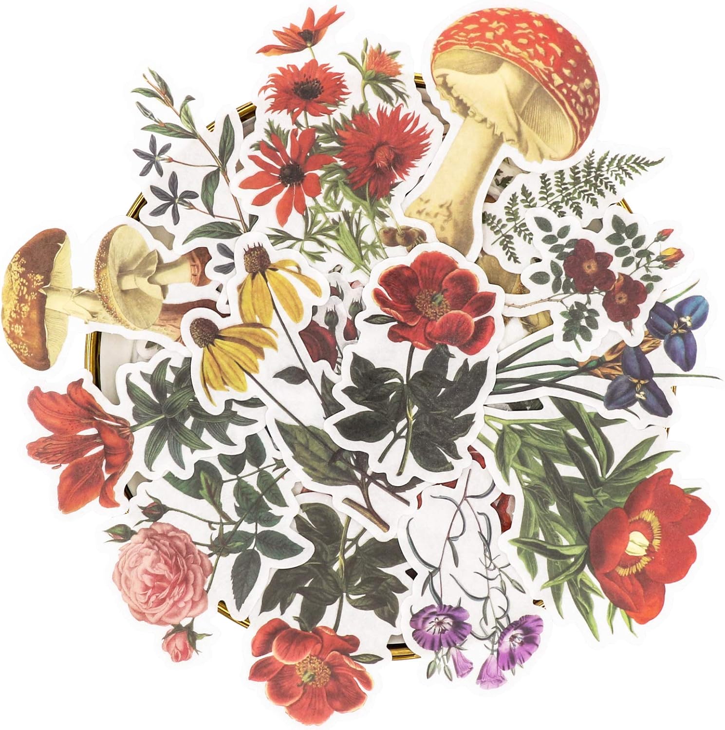 Amazon.com: Knaid Vintage Flower Large Sticker Set (60 Pieces ...