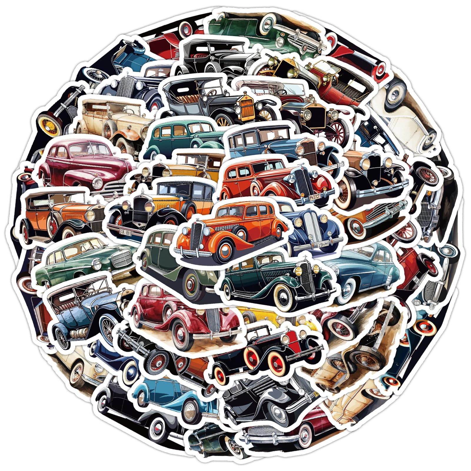Amazon.com: 50 Pcs Vintage Classic Car Stickers Pack for Kids Tees ...