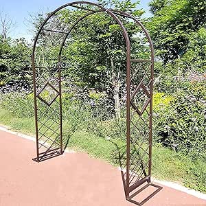Amazon.co.jp: ZfiSh Large Metal Garden Arch with Base, Heavy Duty ...