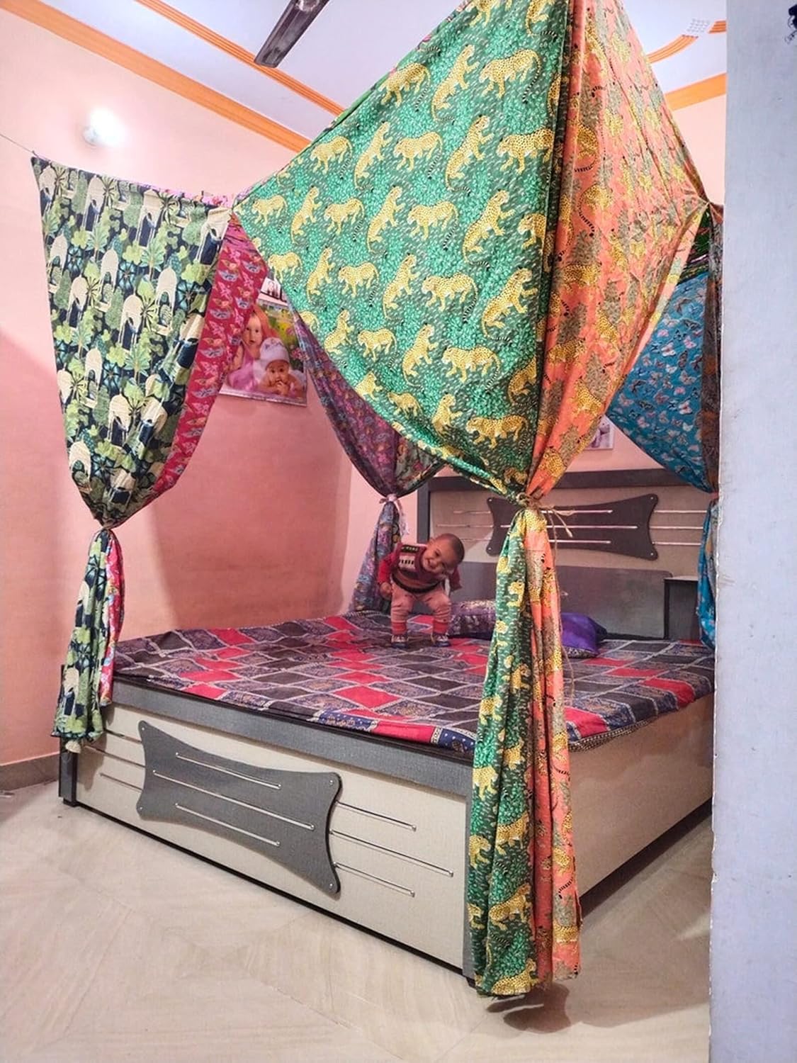 Amazon.com: Bed Canopy Curtain Hippie Boho Style Curtains Canopy ...