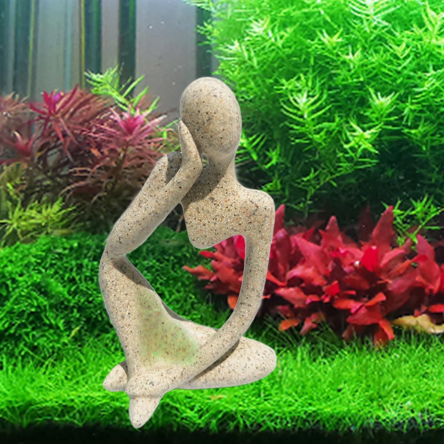 Amazon.com : Sandstone Meditating Statue Fish Tank Decorations Betta ...