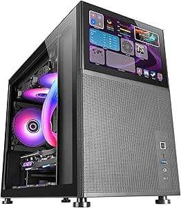 Mars Gaming MC-LCD, Compact Micro-ATX PC Case, 8" IPS LCD Display, Side ...