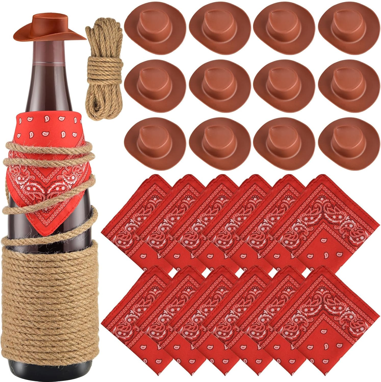 Amazon.com: 12 Sets Western Cowboy Hat Decor Set Include Plastic Mini ...