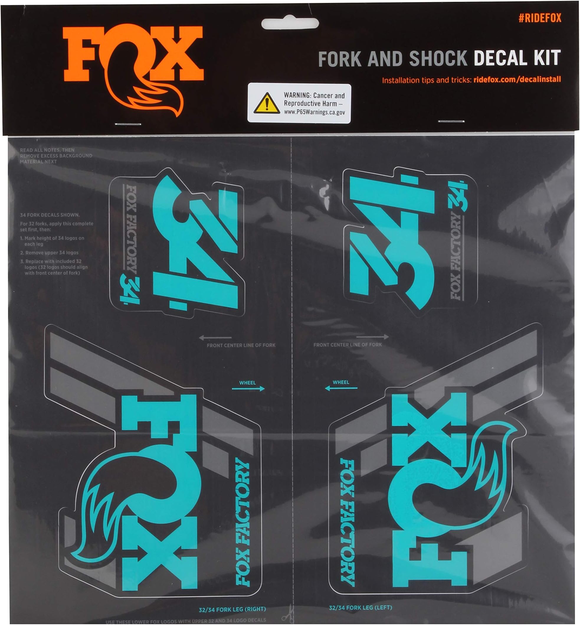 Amazon.com: FOX Racing Shox Fork & Shock Decal Kit Stealth Black, One ...