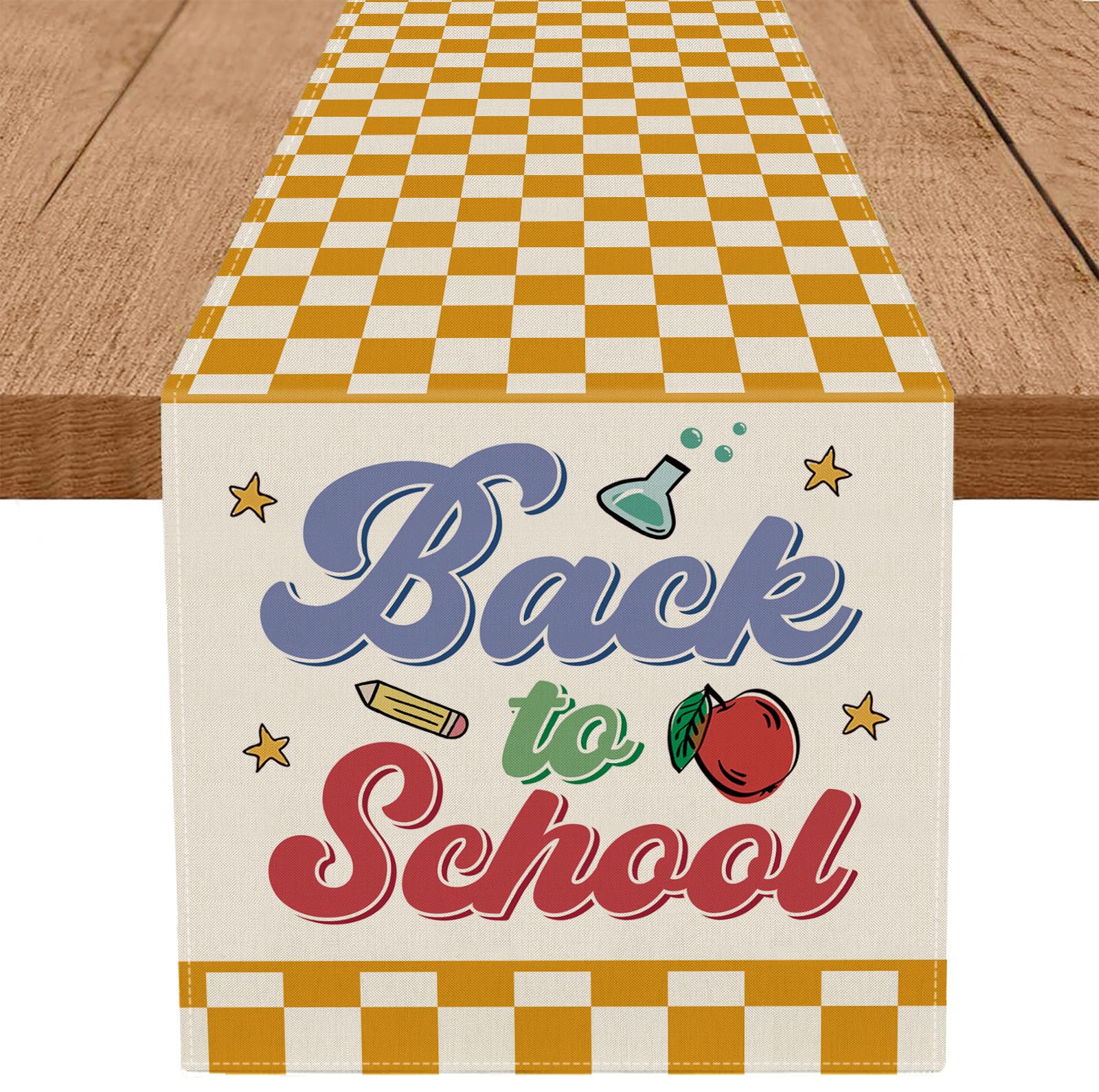 Amazon.com: Back to School Table Runner Books Pencil Bufflo Plaid Table ...