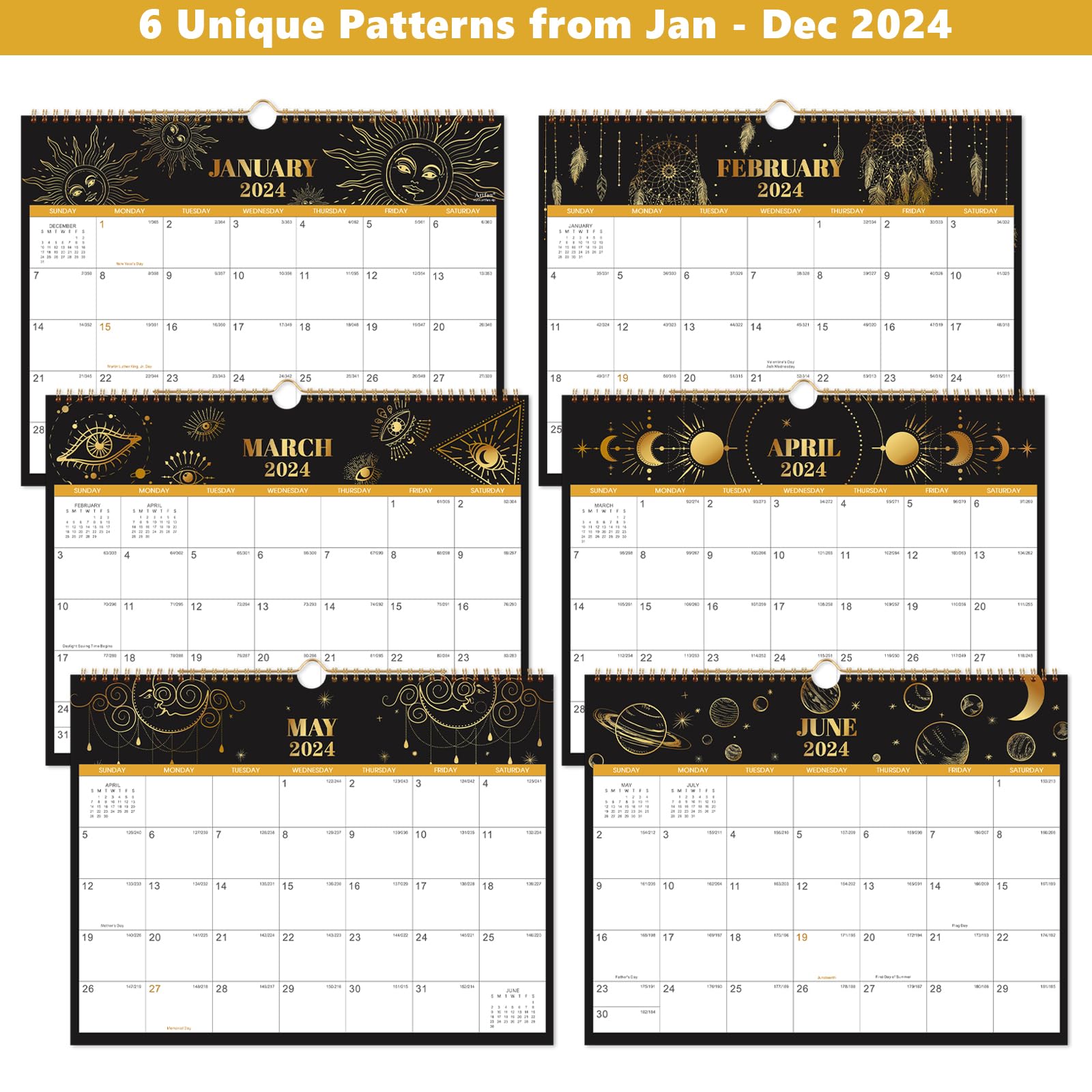Snapklik.com : 2024 Calendar - 12 Monthly Wall Calendar 2024, January ...