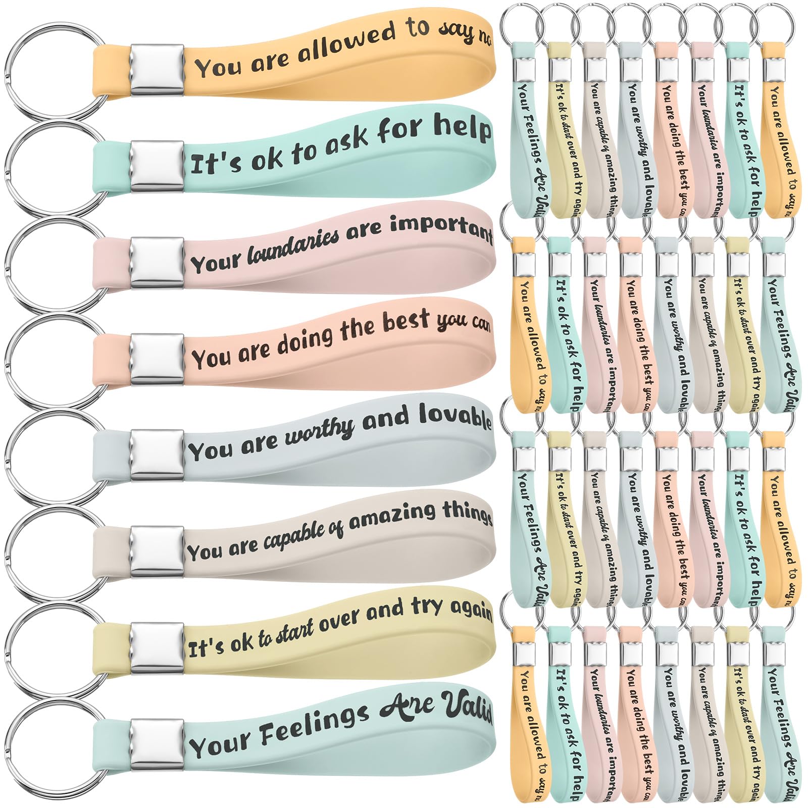 Siifert 48 Pcs Mental Health Reminders Bulk Gifts Rubber Keychain ...