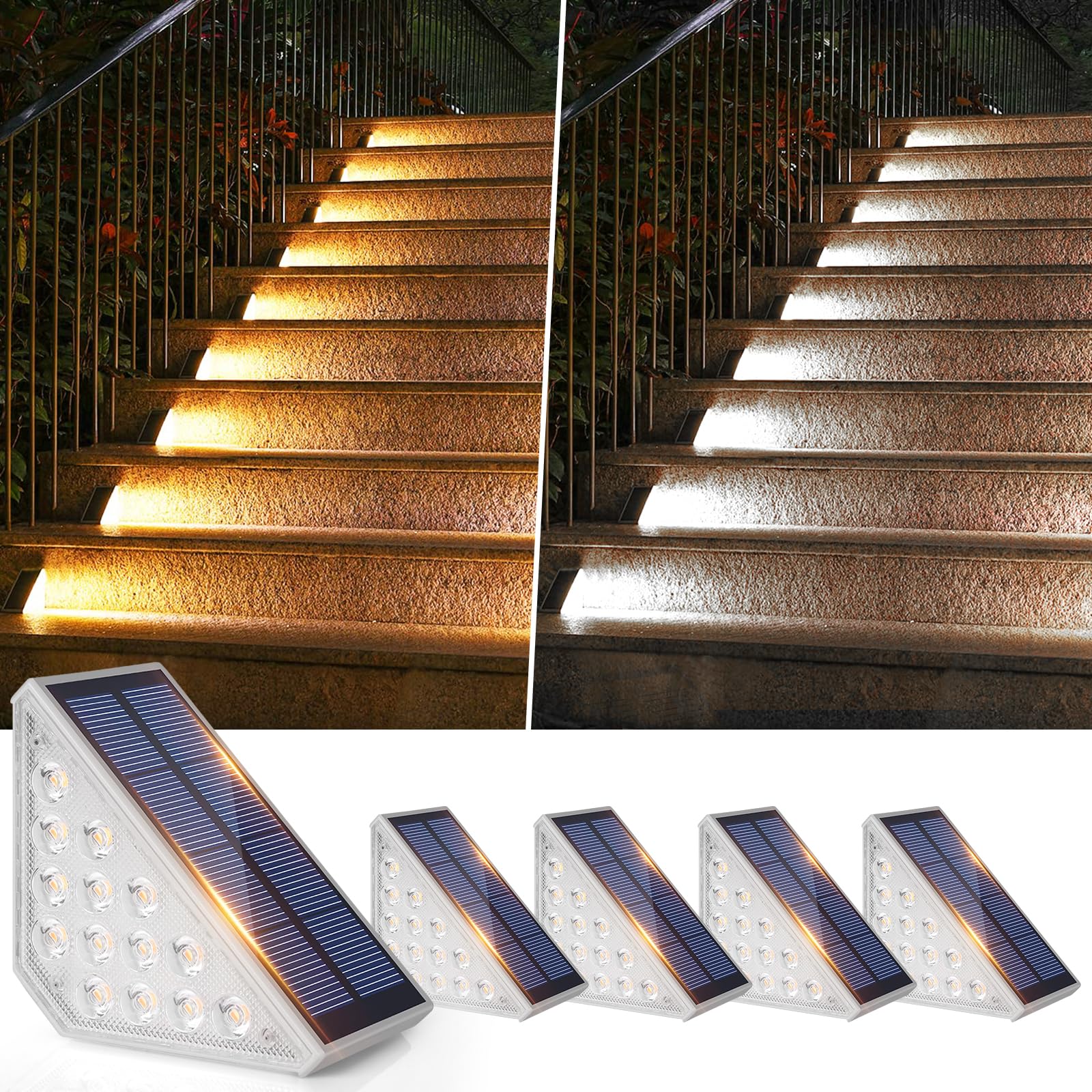 Solar Step Lights 4-Pack, Upgraded 2 in 1 LED Solar Stair Lights ...
