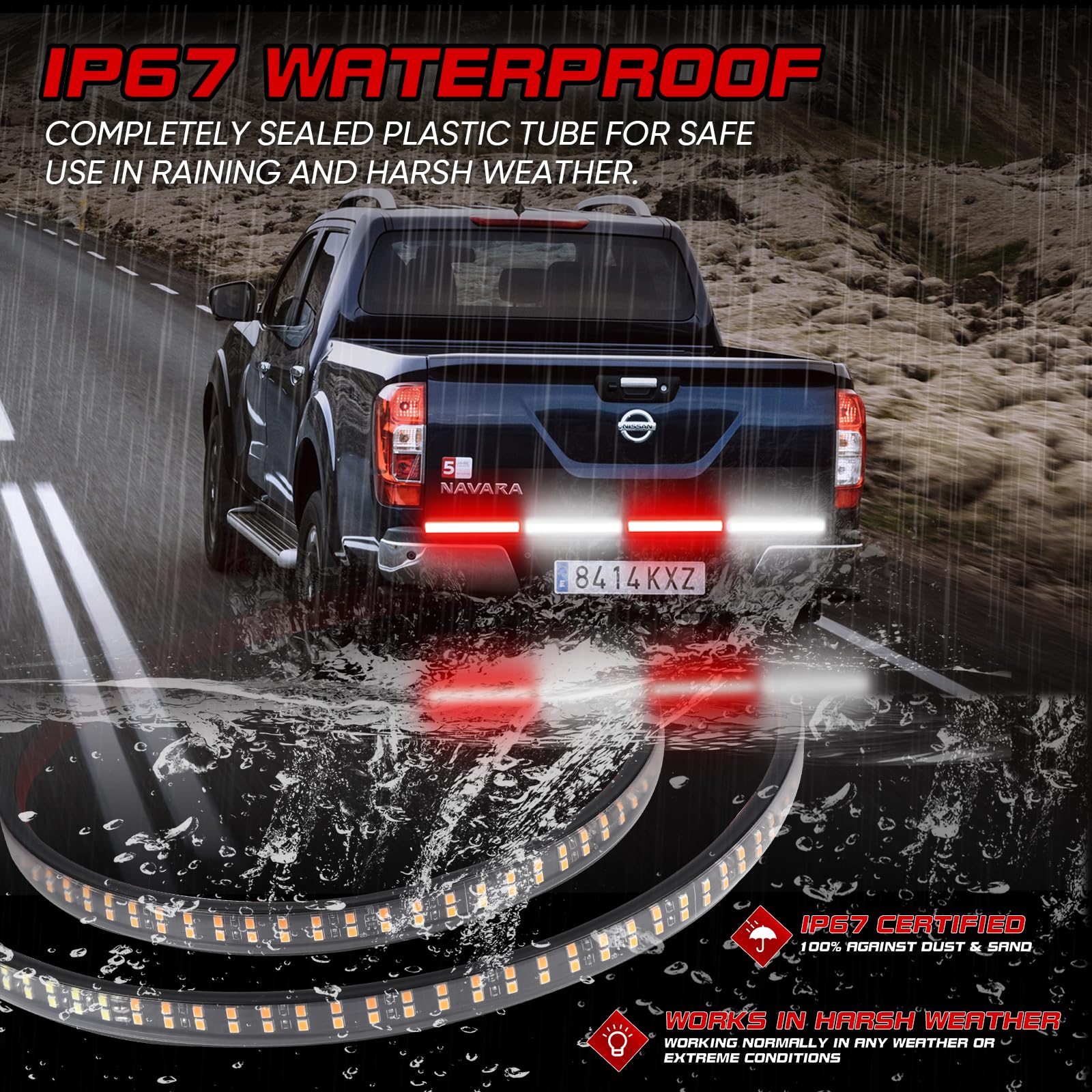Snapklik.com : 60 Inch Tailgate Firefighter Light Strip 288 LED Red ...