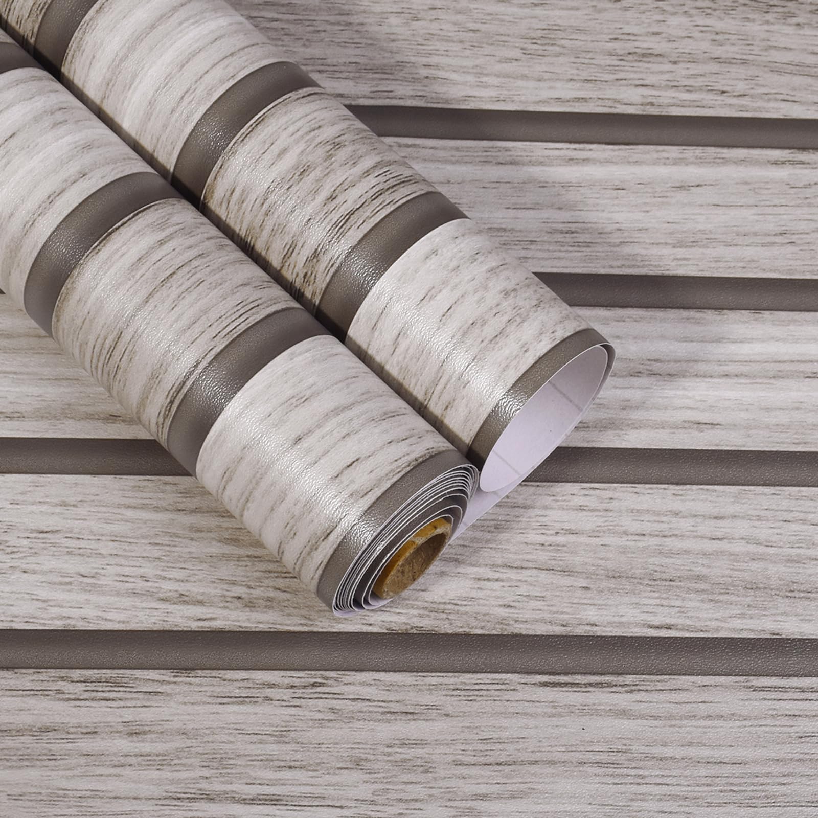 17.7" x 196" Gray and White Stripe Wallpaper Stick and Peel Countertop ...