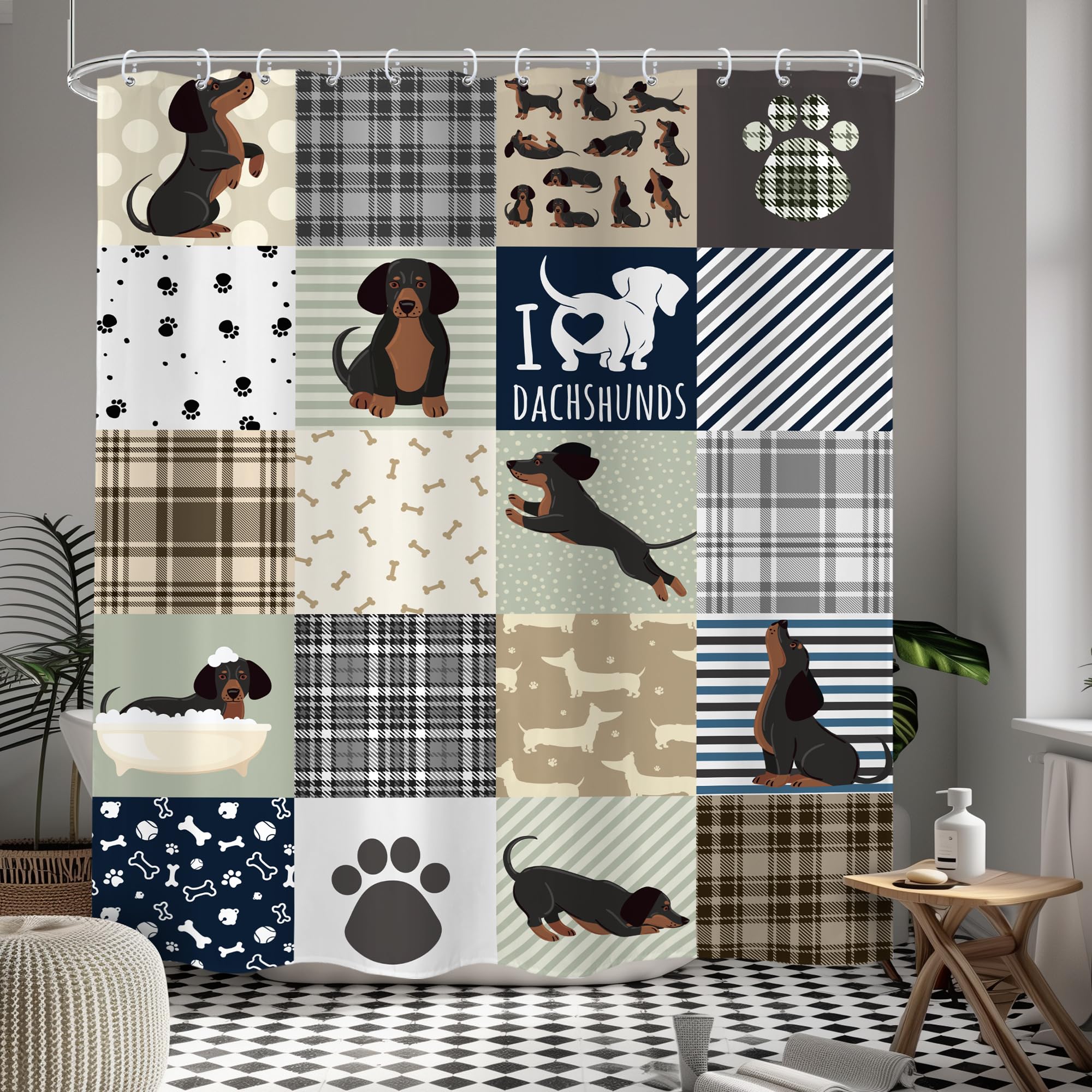 Amazon.com: LIGHTINHOME Dachshund Shower Curtain 60Wx72H Inches Cartoon ...