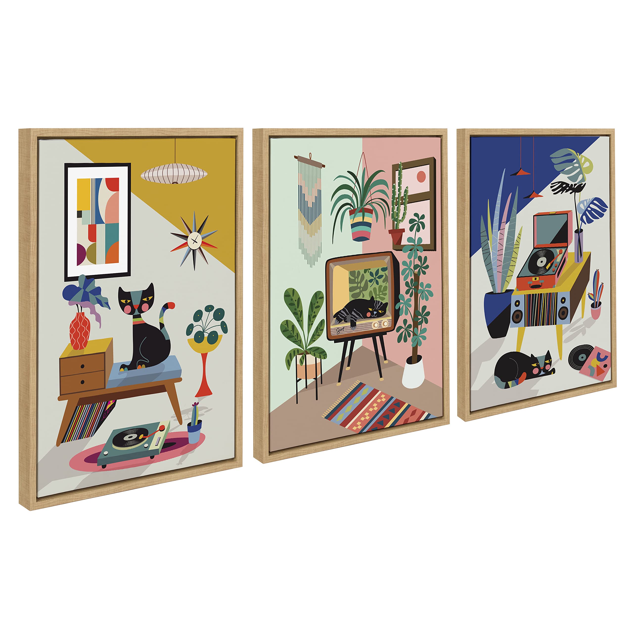 Amazon.com: Kate and Laurel Sylvie Record Player, TV Cat Bed and Chill ...