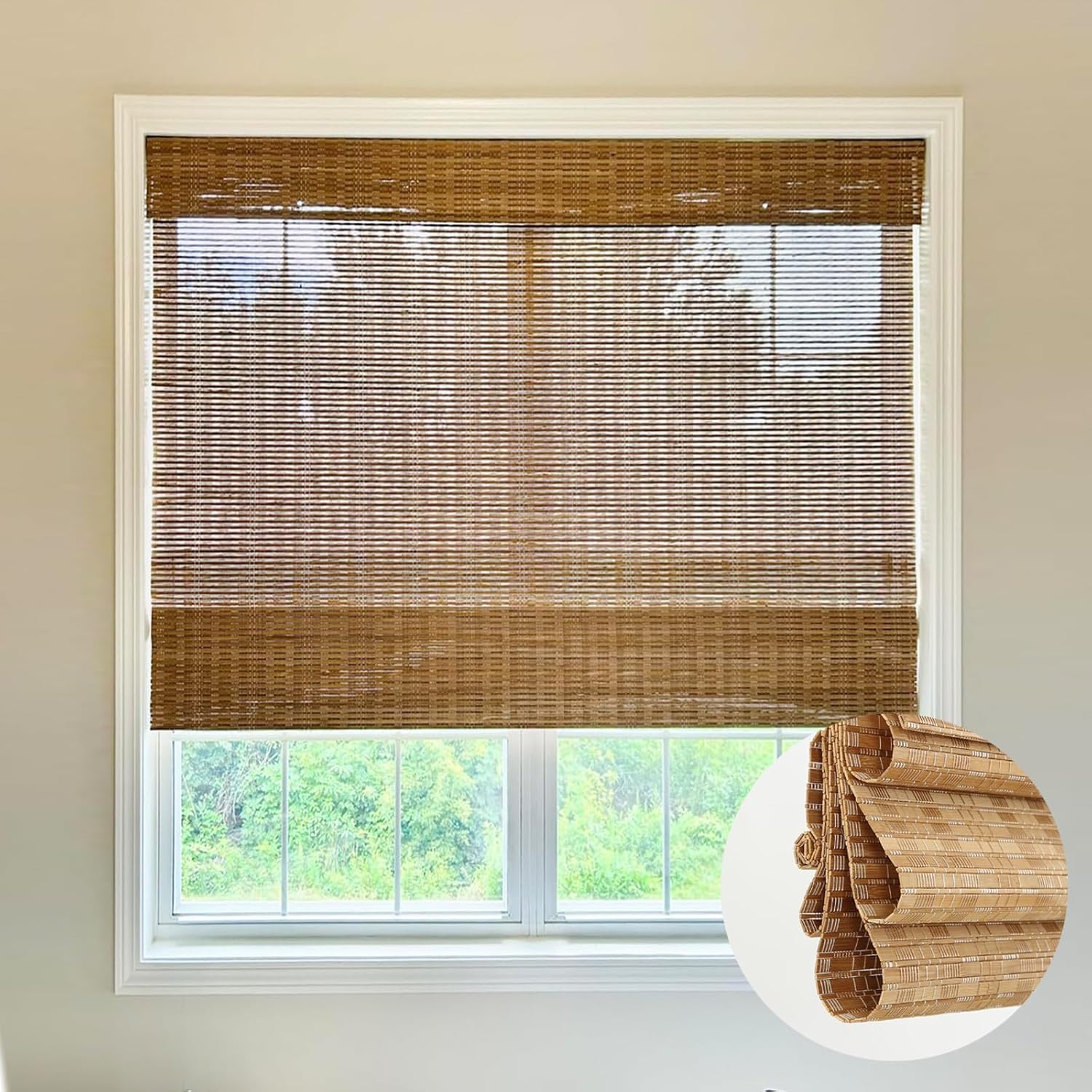 Amazon.com: LETAU Cordless Wood Window Shades Blinds, Bamboo Sheer ...