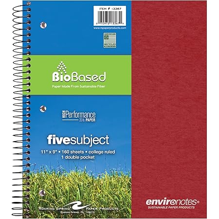 Amazon.com: Roaring Spring Environotes College Ruled 1 Subject Recycled ...