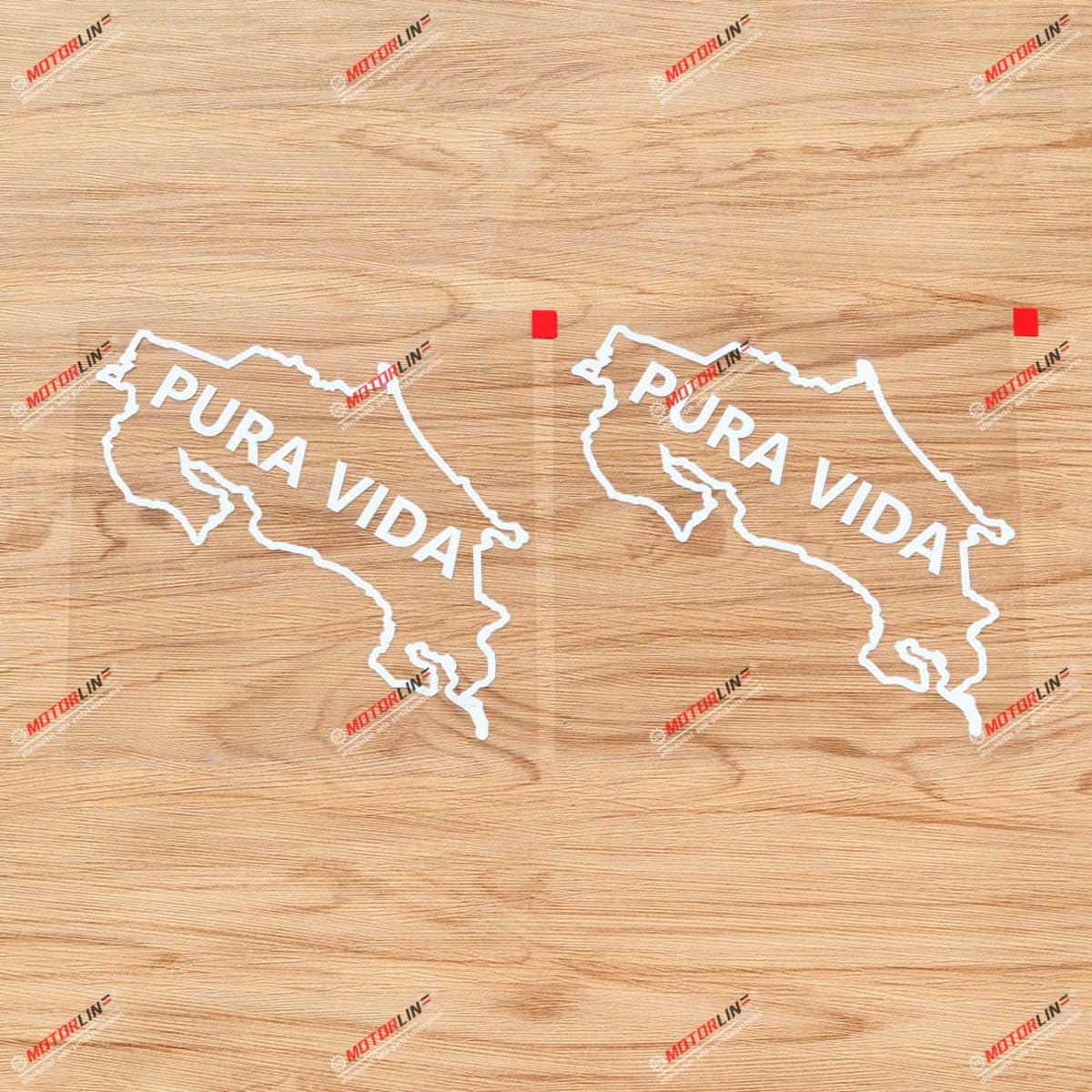 Amazon.com - 2X White 4'' Costa Rica Map Outline Pura Vida Decal ...