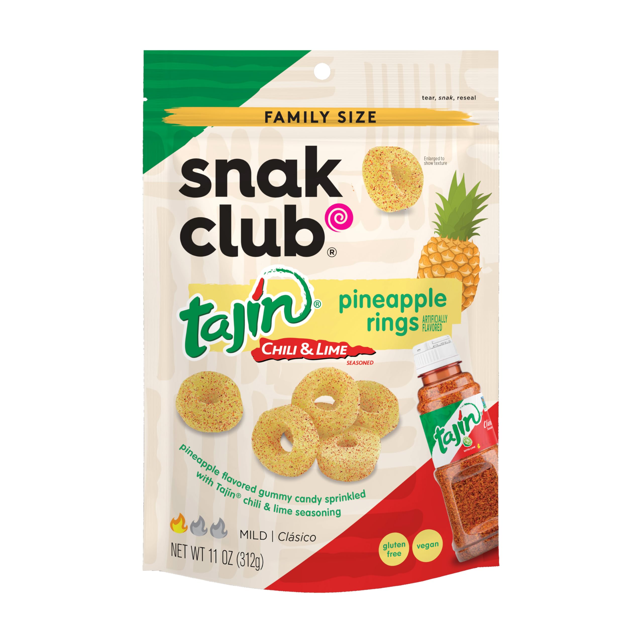 Amazon.com: Snak Club Tajin Pineapple Rings Gummy Candy, Fruit Candy ...