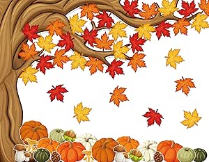 Amazon.com: NBjiuyin 4Ft Big Tree Bulletin Board Set Fall Autmun Tree ...