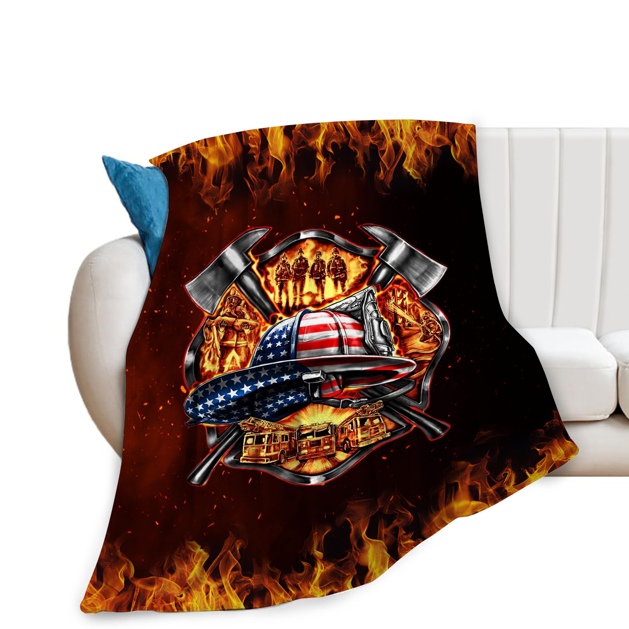 Amazon.com: Firefighter Blanket Fire Fighter Throw Blanket Cozy Fleece ...