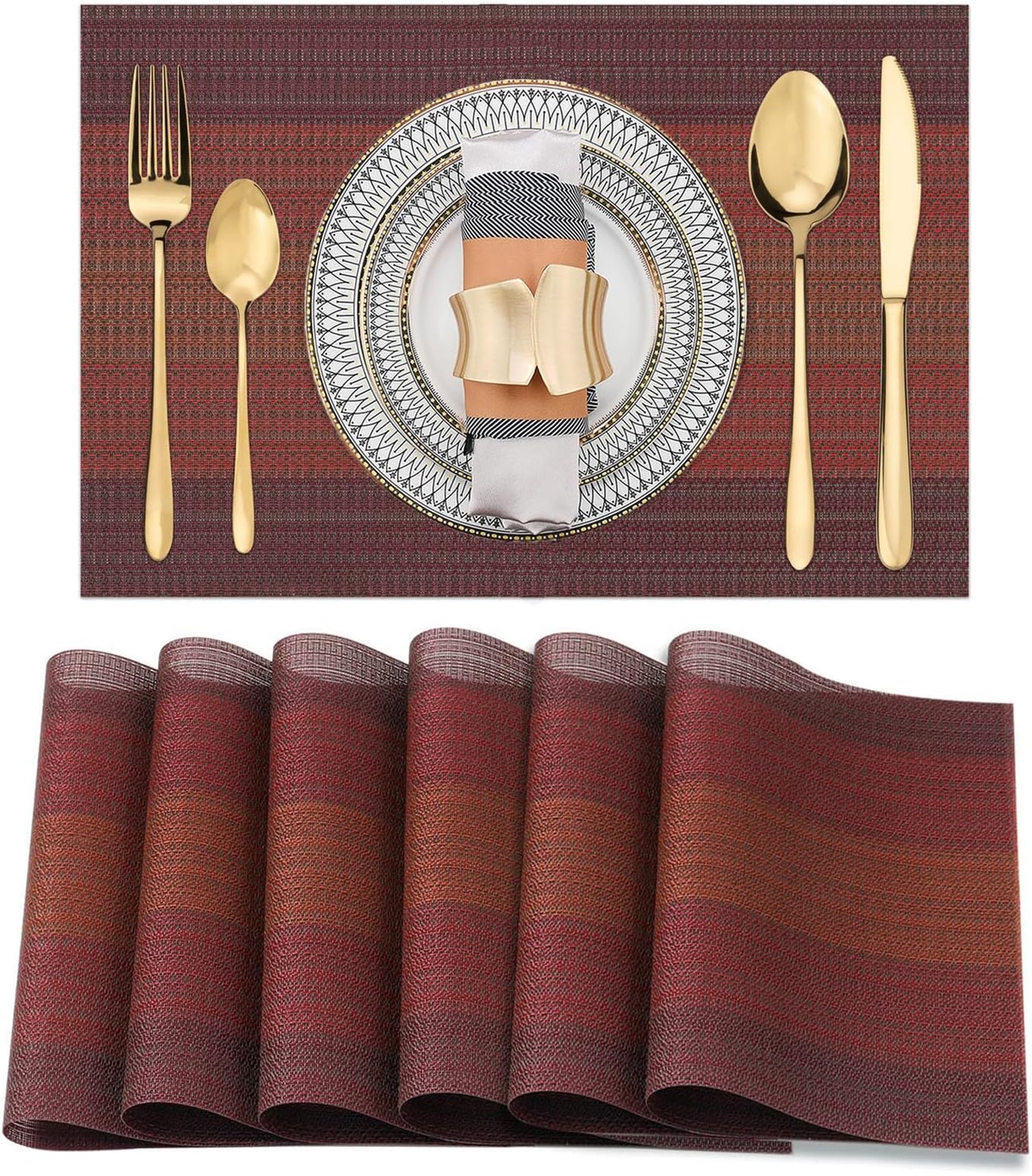 Manteles Individuales para Mesa 6 Piezas, Tapetes para Mesa de Comedor ...