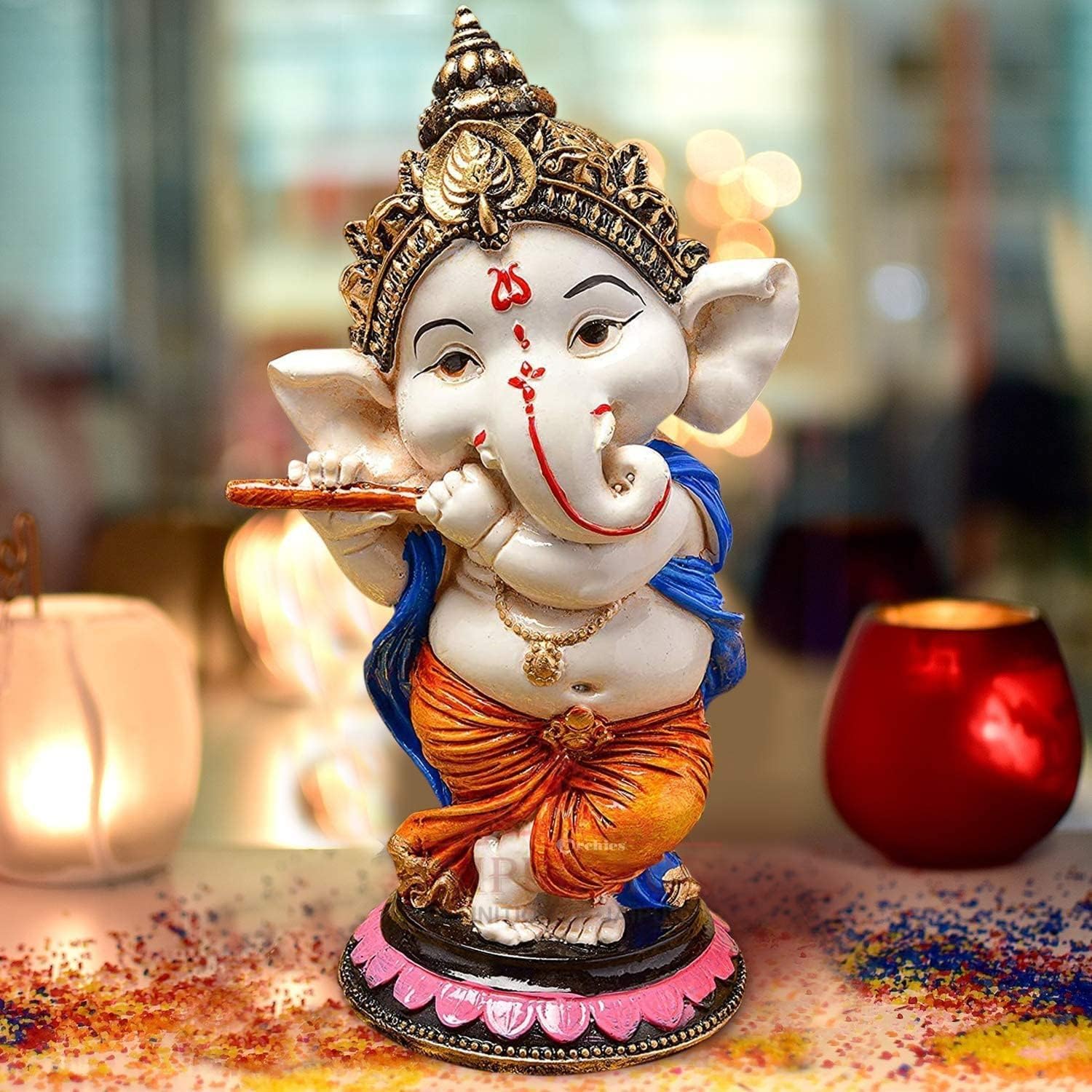 Buy TIED RIBBONS Resin Decorative Ganesh Idol Statue Showpiece (Multi ...