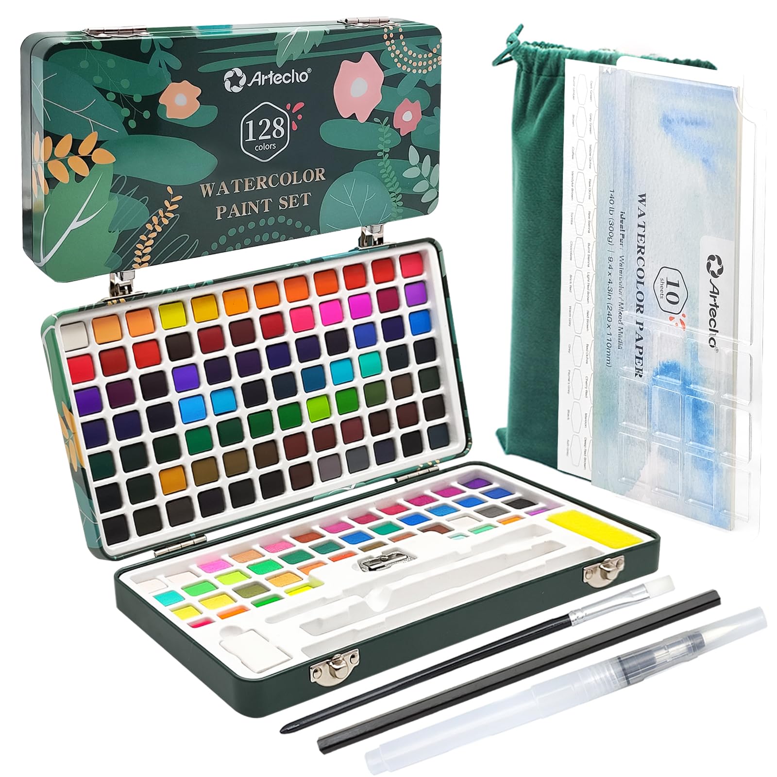 Amazon.com: Artecho Watercolor Paint Set 128 Colors, Water Colors Paint ...