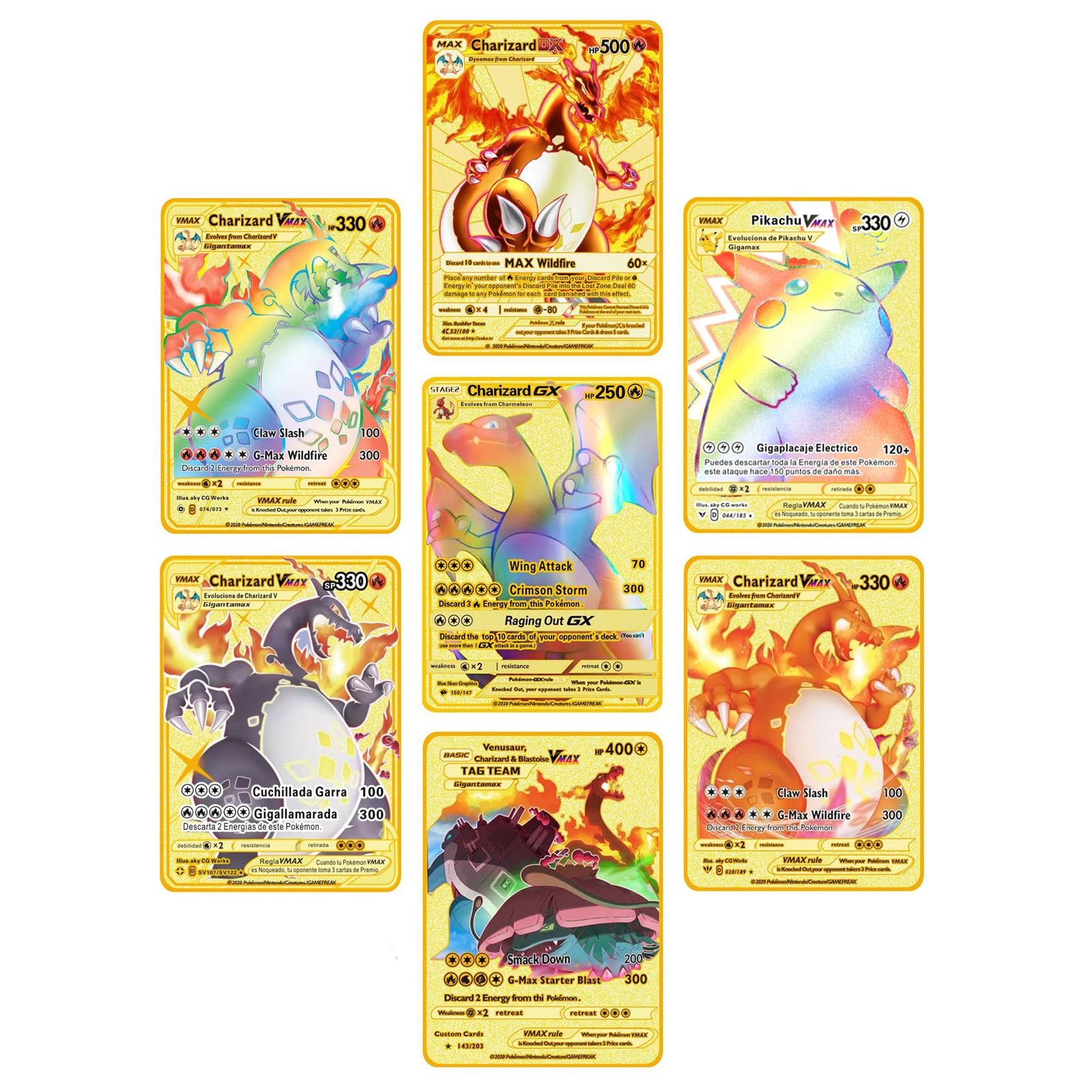 Buy Charizard Vmax Metal Card, 7 Pcs Charizard Vmax Cards, Ultra Rare ...