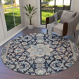 Amazon.com: Turkish Patterns Round Area Rug 5ft, Medieval Vintage Mural ...