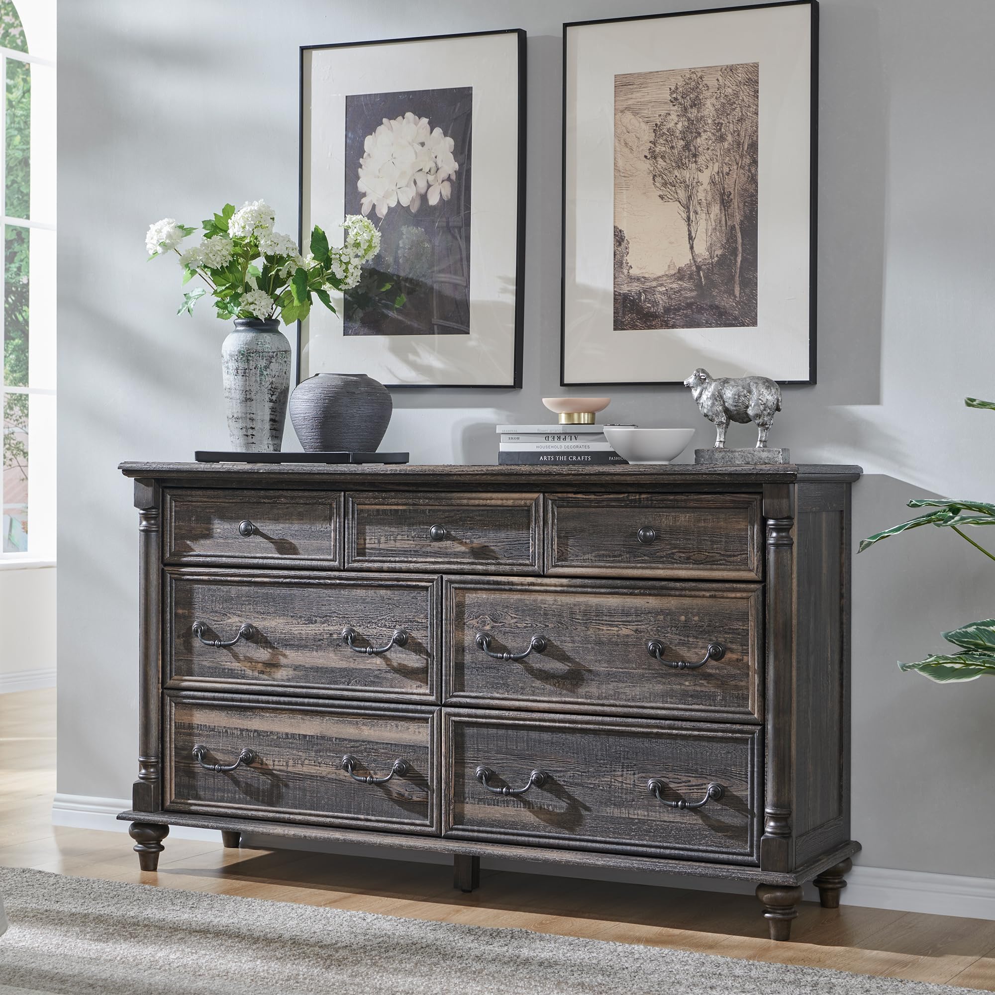 Amazon.com: T4TREAM Farmhouse 7 Drawers Dresser Chests for Bedroom with ...