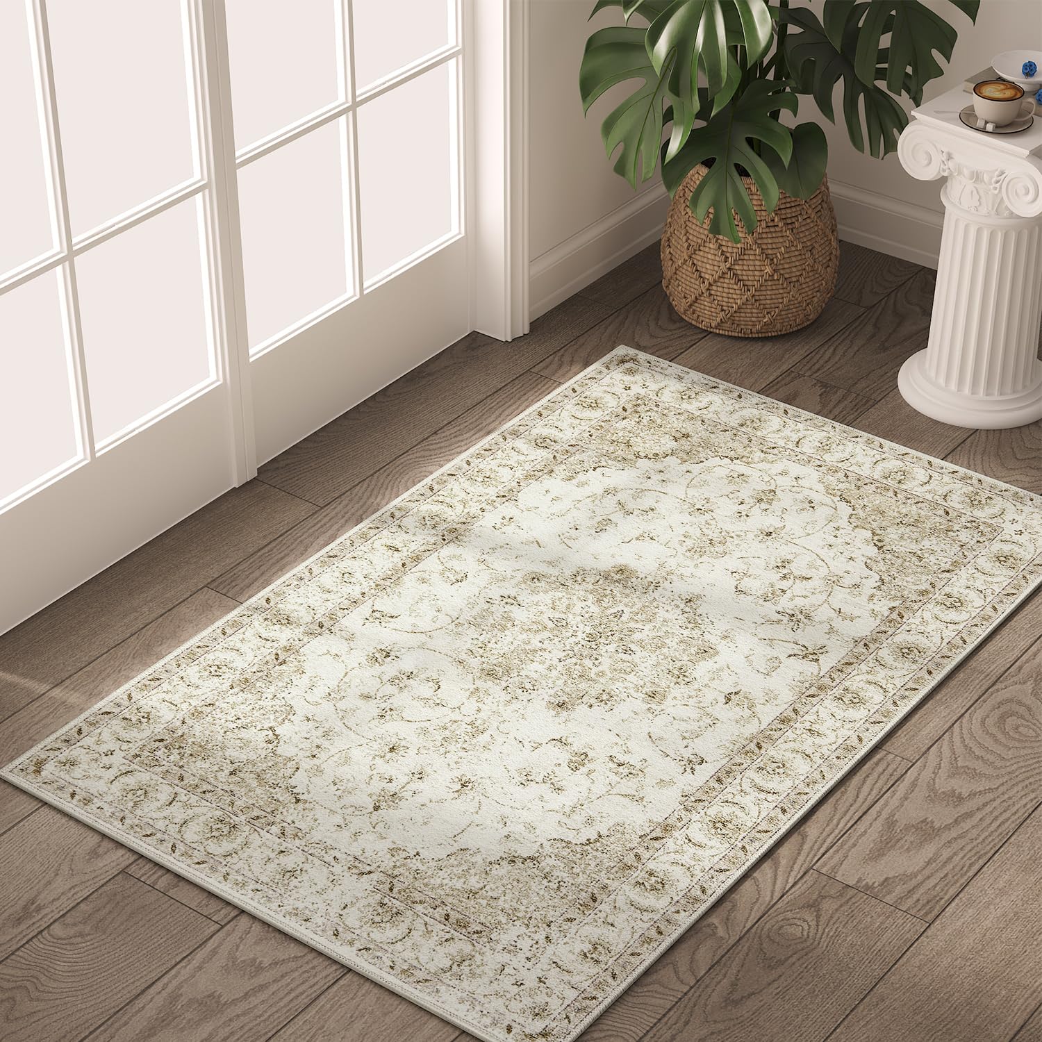 jinchan Area Rug 2x3 Entryway Rug Washable Rug Soft Rug Vintage Floral ...