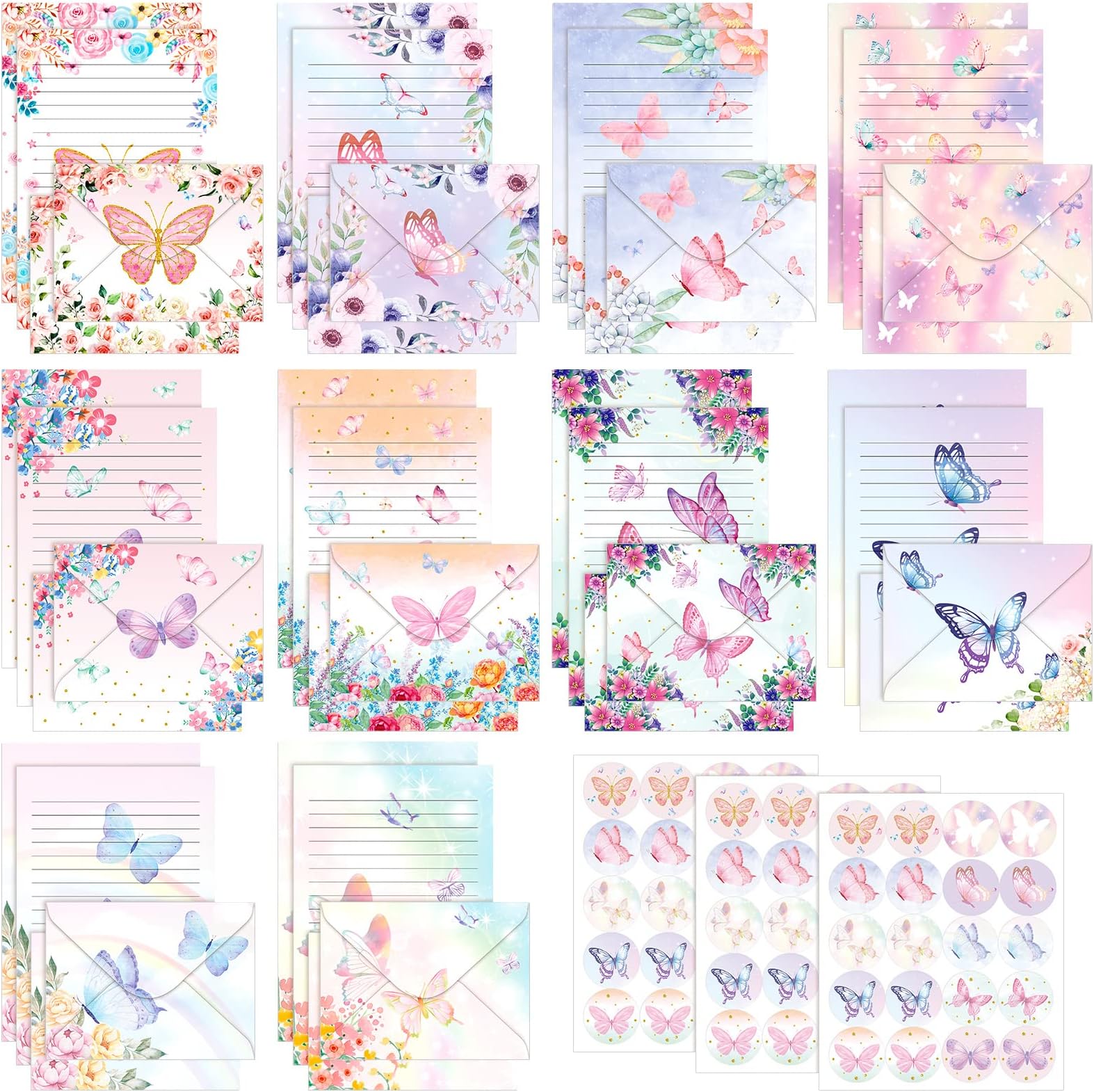 Amazon.com : 160 Packs Watercolor Butterfly Stationery Paper and ...