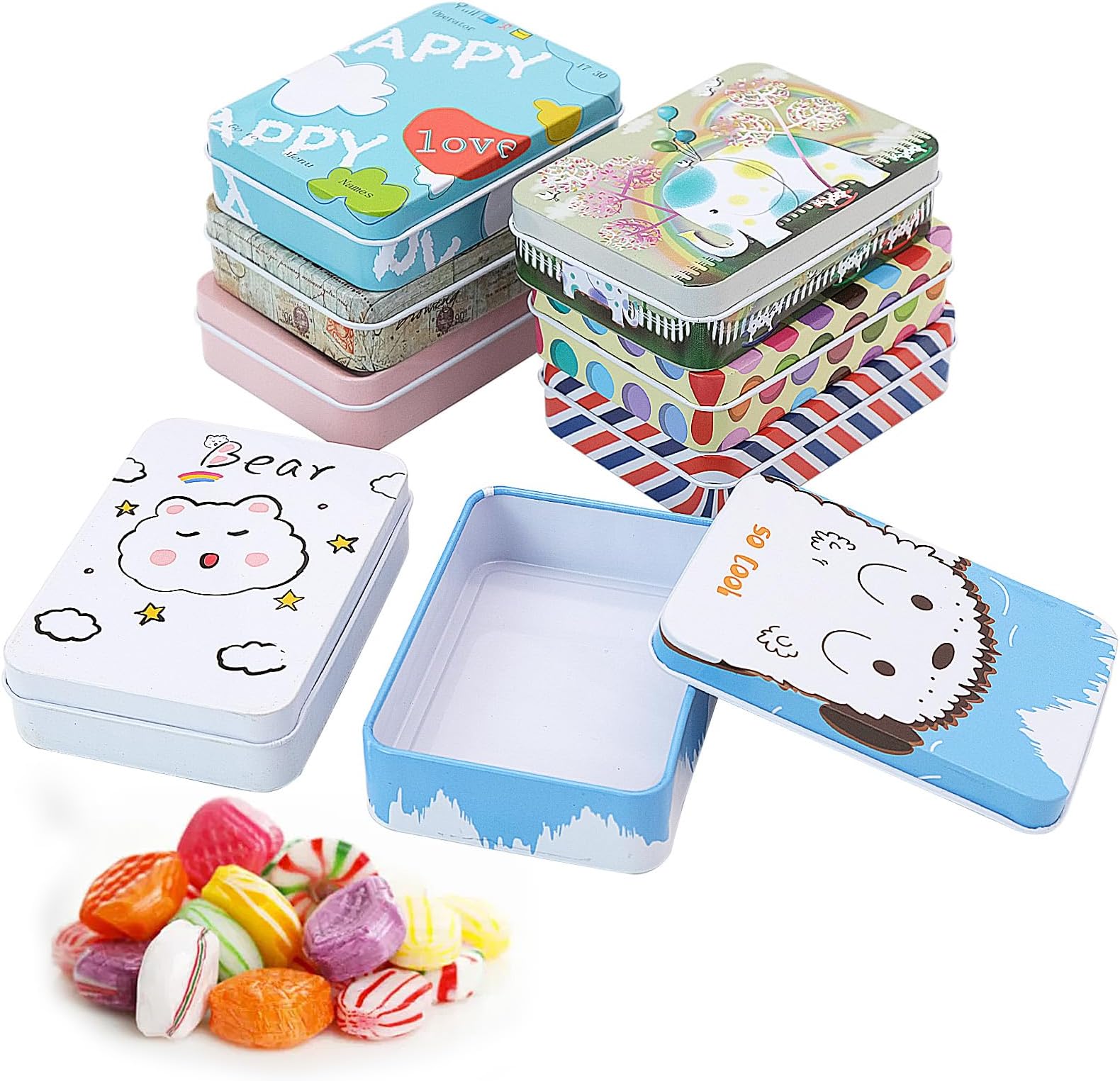 Guador 8 Piece Iron Storage Box, Small Metal Box Portable Empty Metal ...