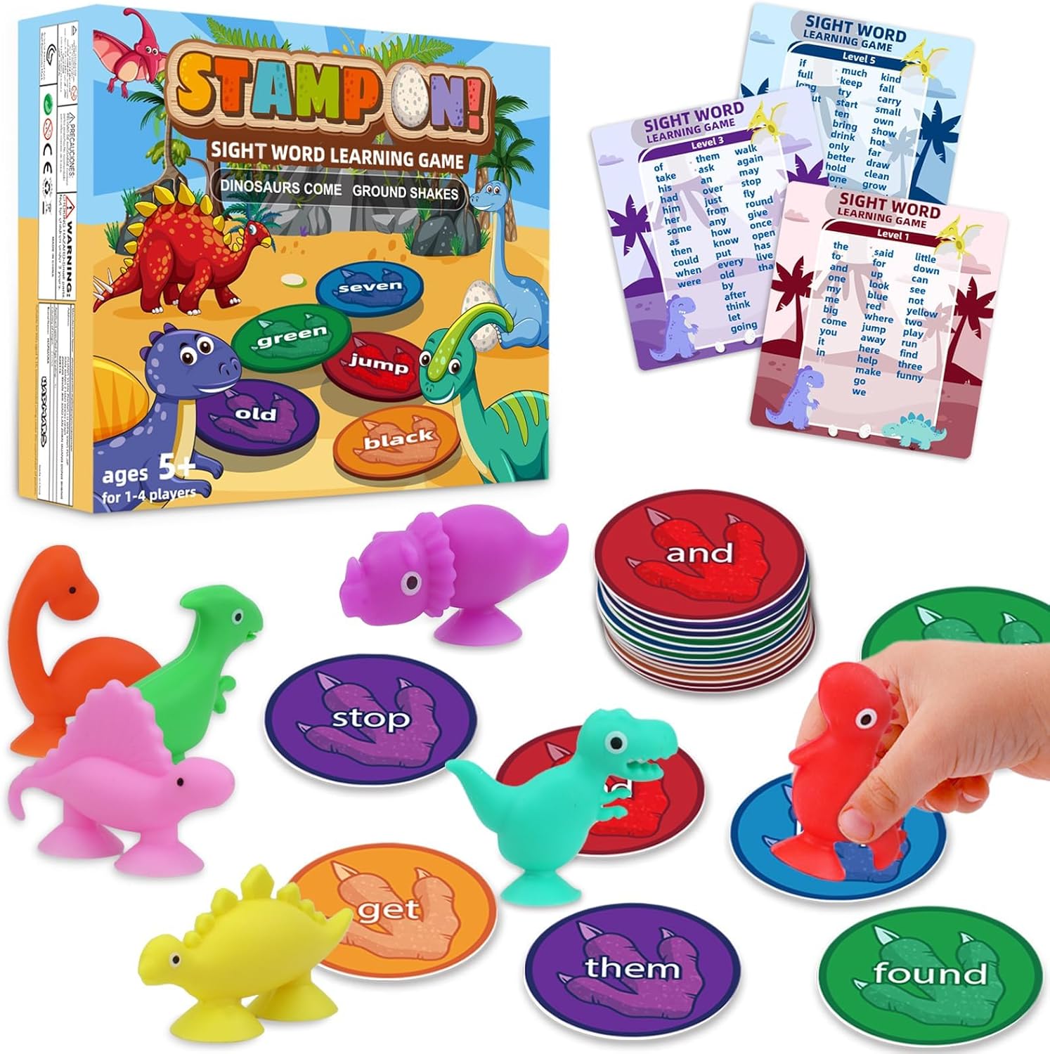 Amazon.com: HAPMARS Dinosaur Sight Word Flash Cards, Educational Indoor ...