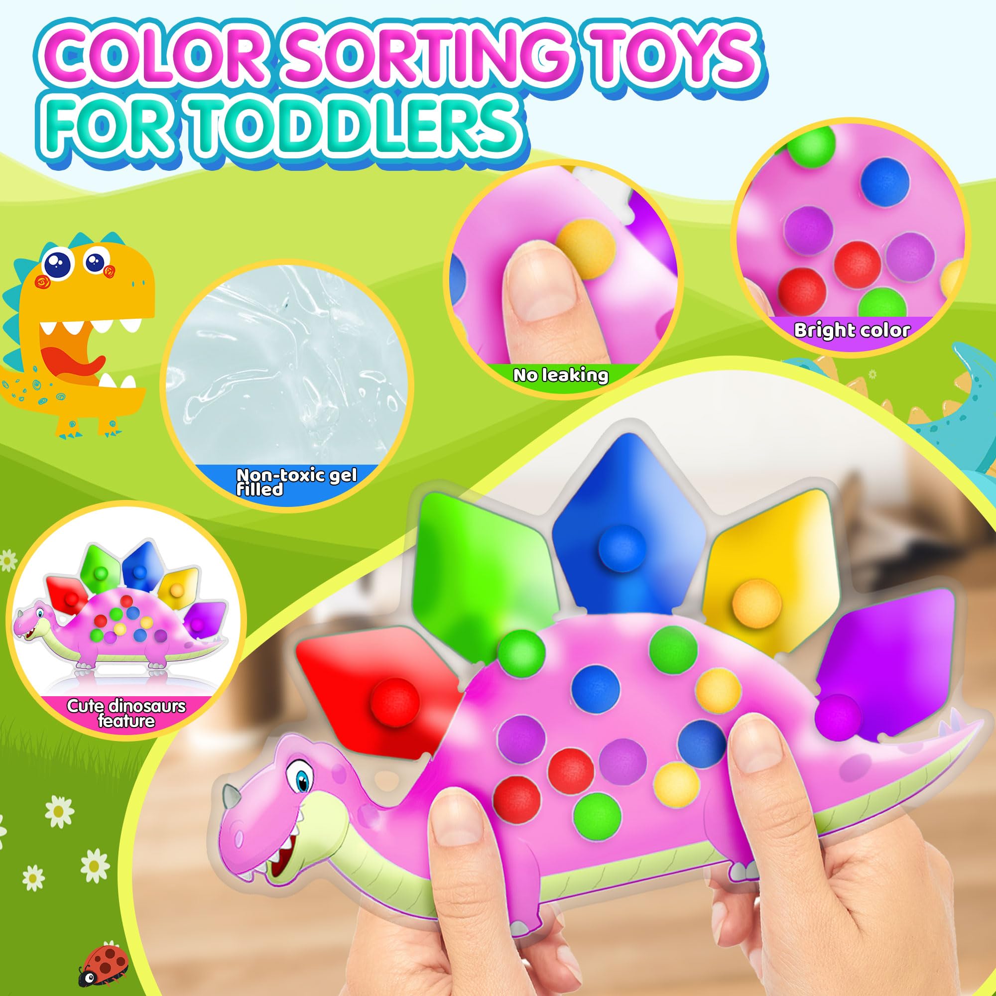 Snapklik.com : Valentine Girl Gifts Pink Dinosaur Color Sorting Sensory ...