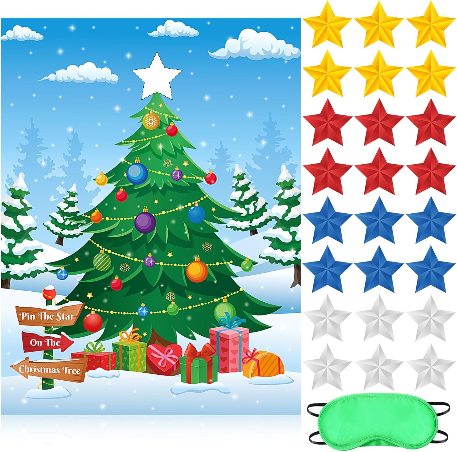 Amazon.com: Faccito Pin The Star on The Christmas Tree Game Christmas ...