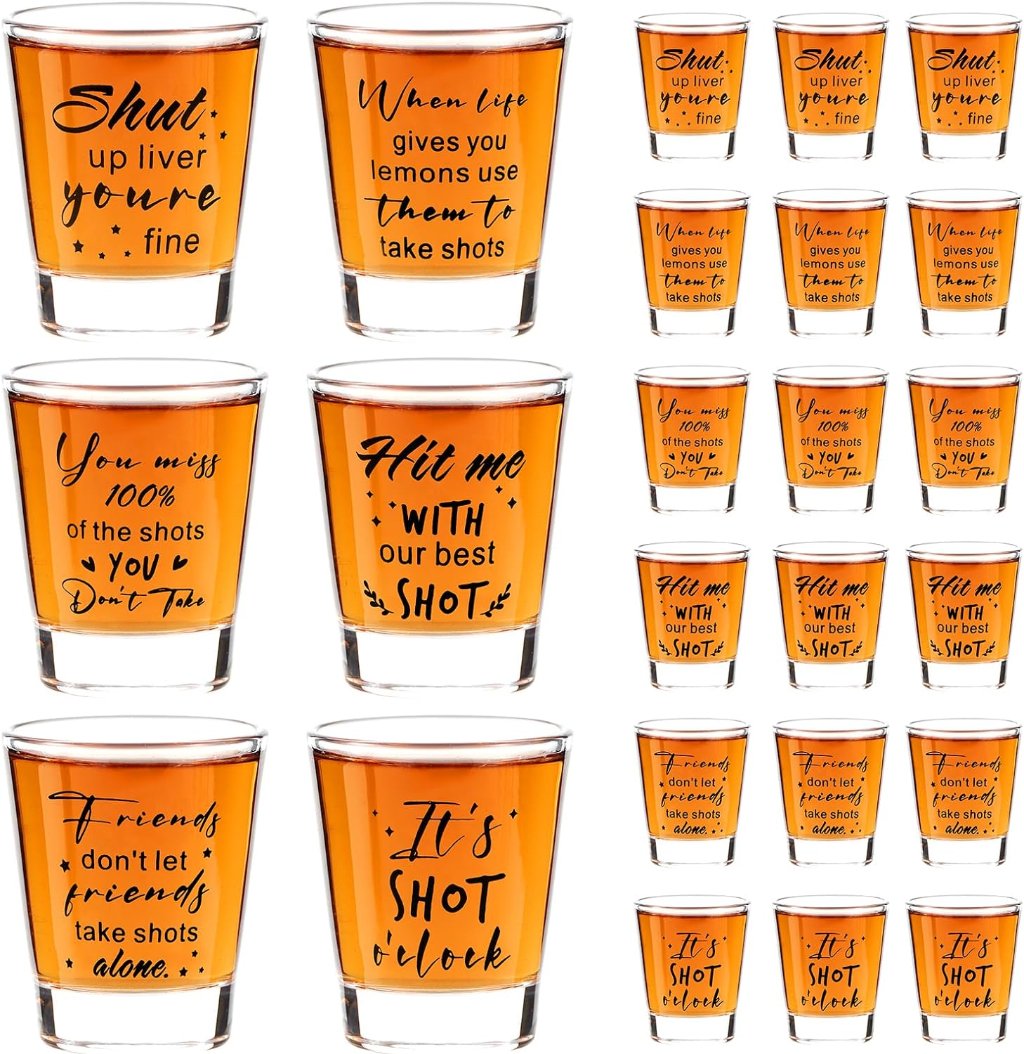 Amazon.com | Kolewo4ever 24 Pieces Funny Friends Shot Glasses Funny ...
