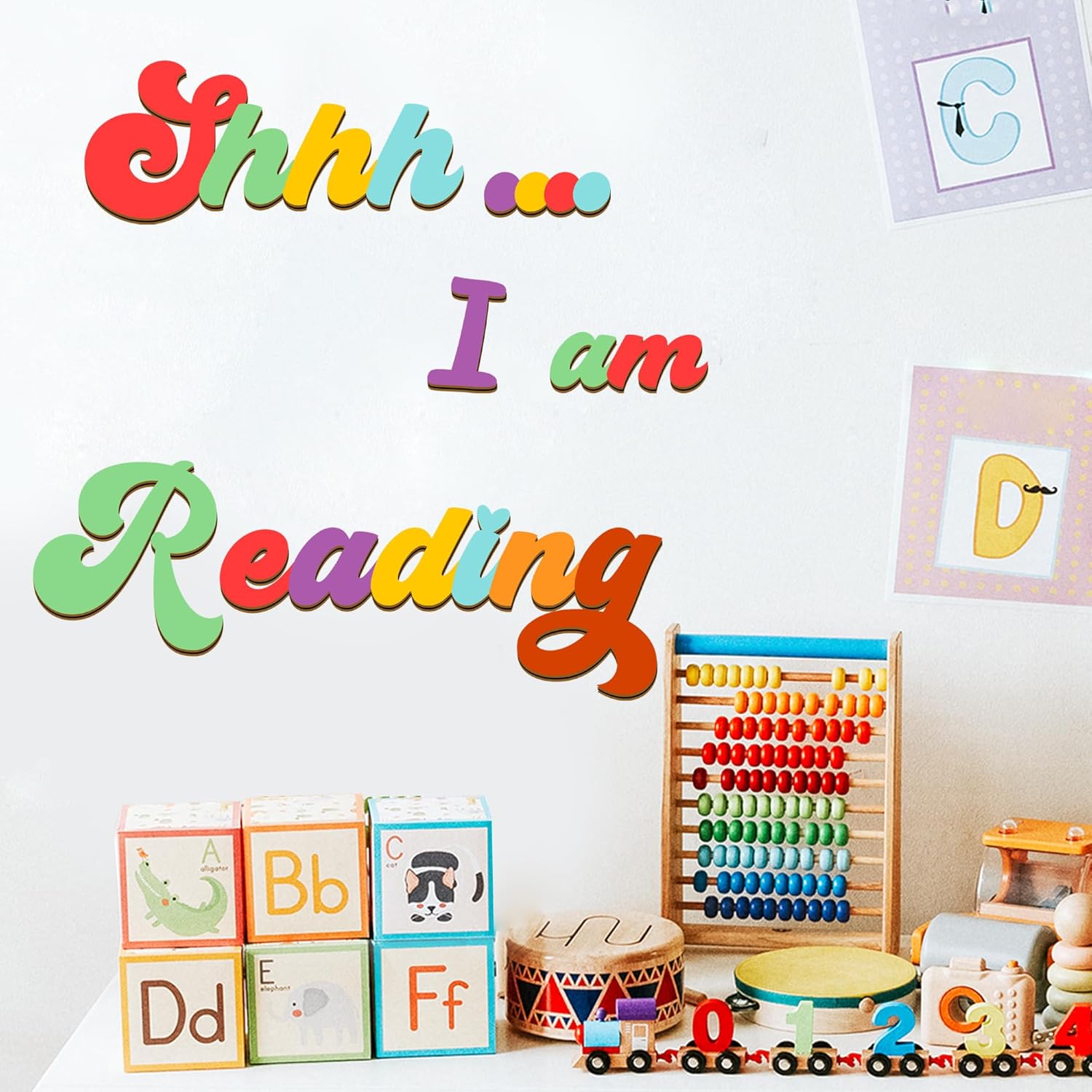 Amazon.com: Wooden Kids Read Signs Colorful Reads Room Wall Stickers ...