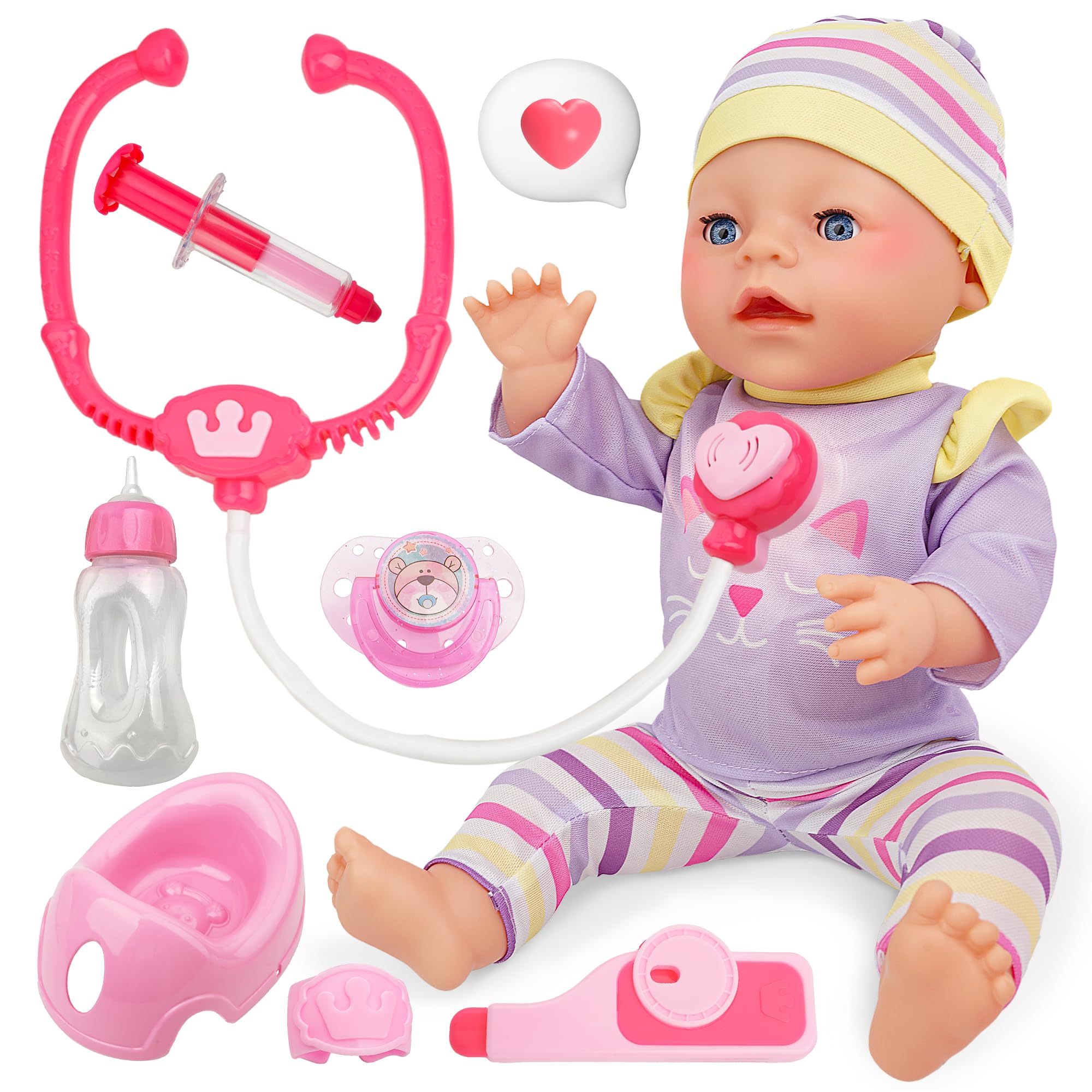 Buy Interactive Baby Doll, 16 Inch Talking Dolls with Open/Close Eyes ...