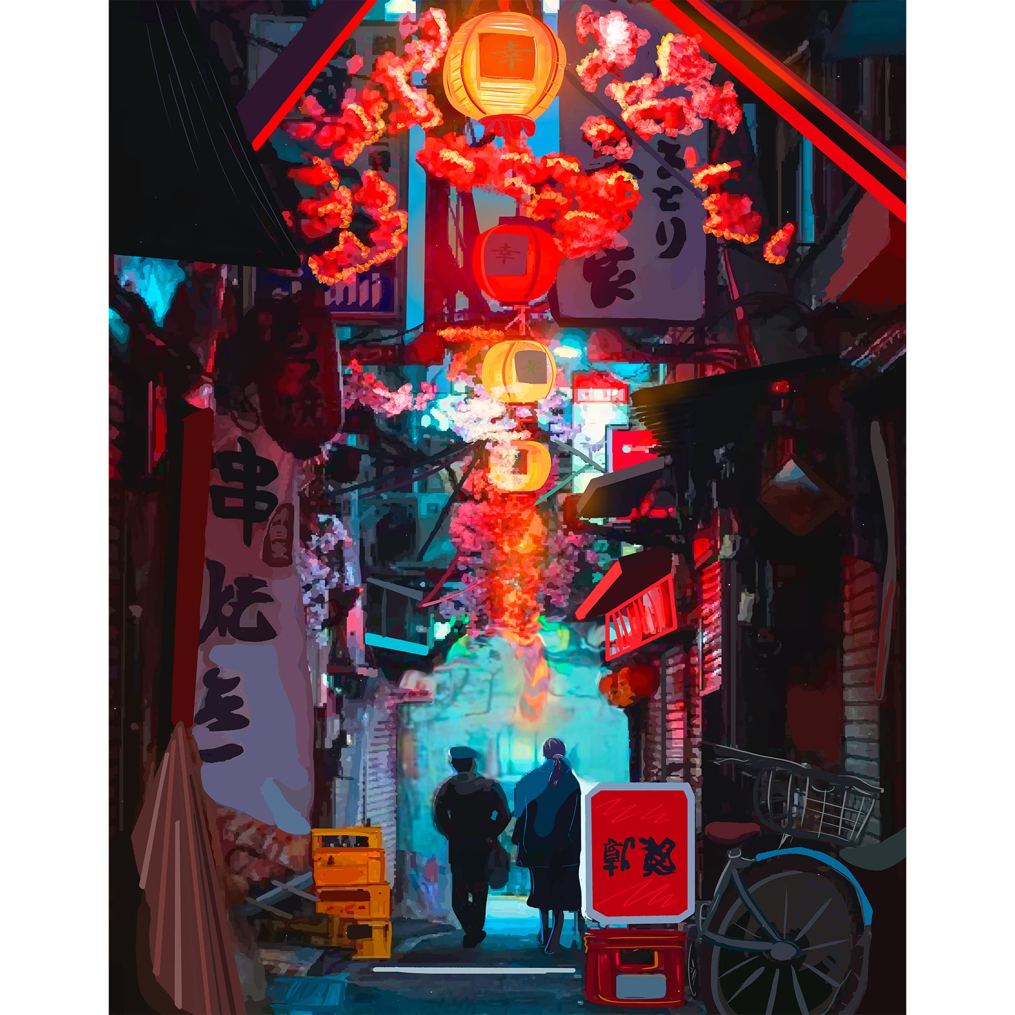 Amazon.com: Japan Poster Japanese Print - Night City Artwork on Canvas ...