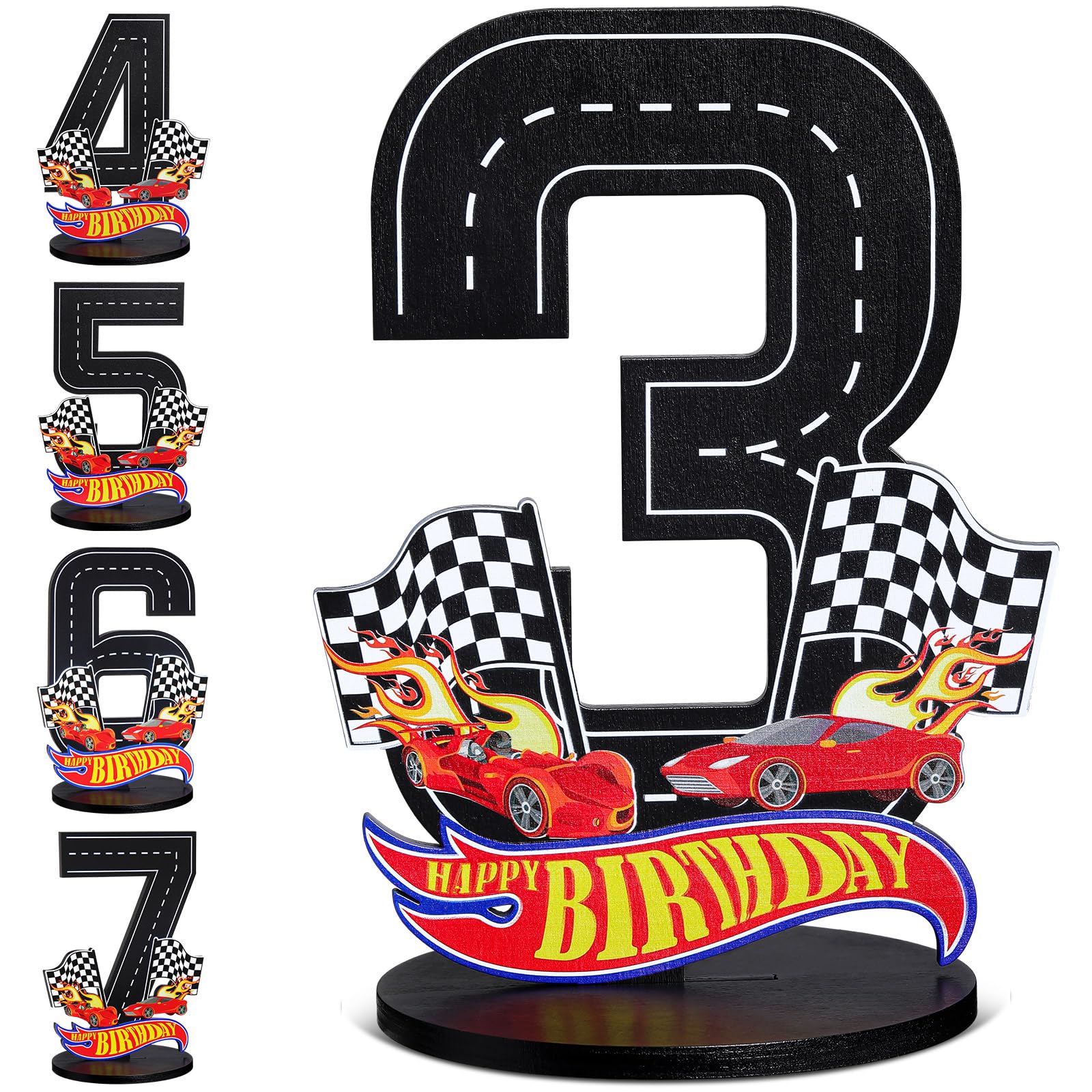 Snapklik.com : Race Car 3rd Birthday Number Sign Centerpiece Race Car ...